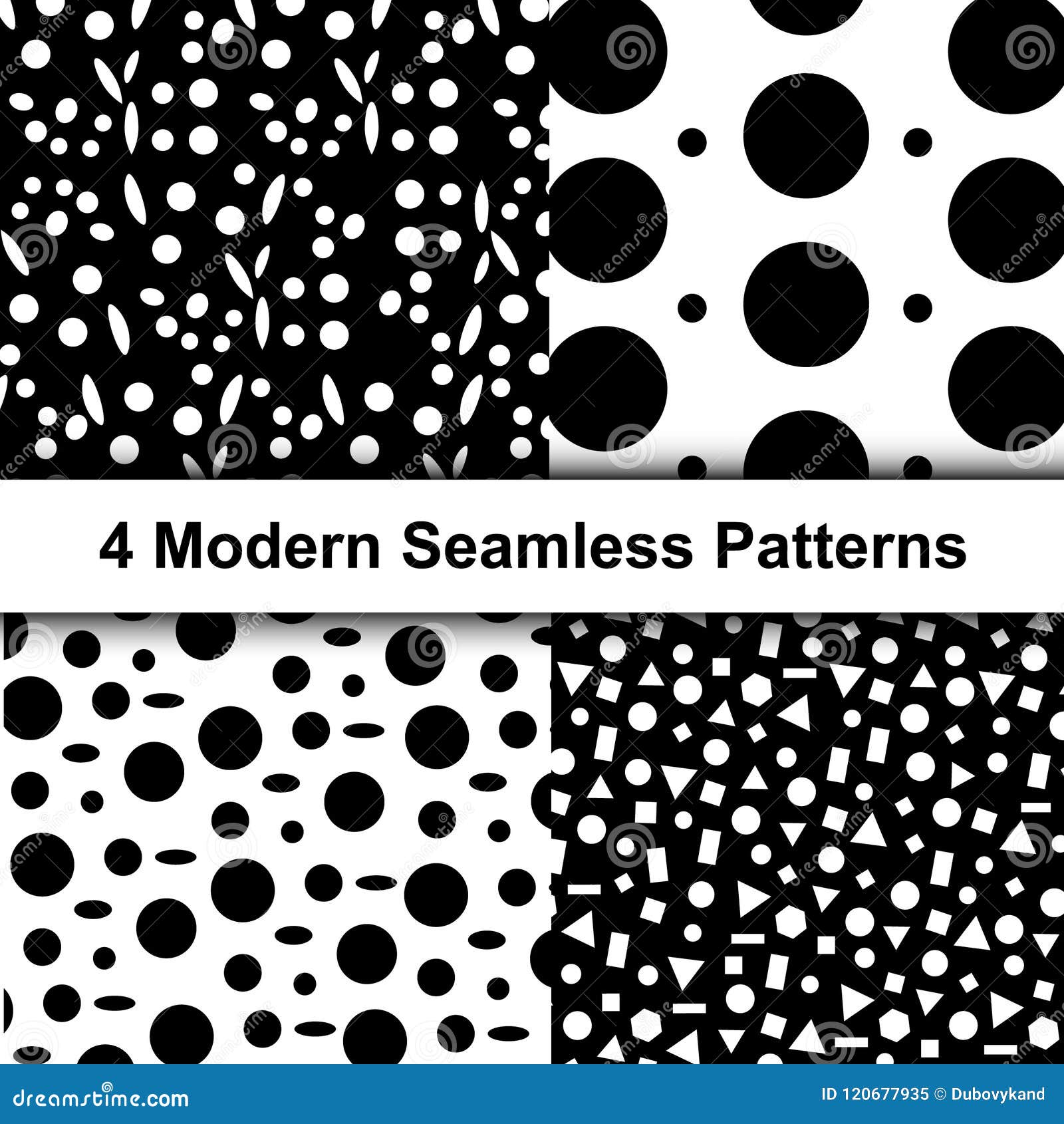 Set of Monochrome Polka Dot Seamless Patterns Stock Illustration ...