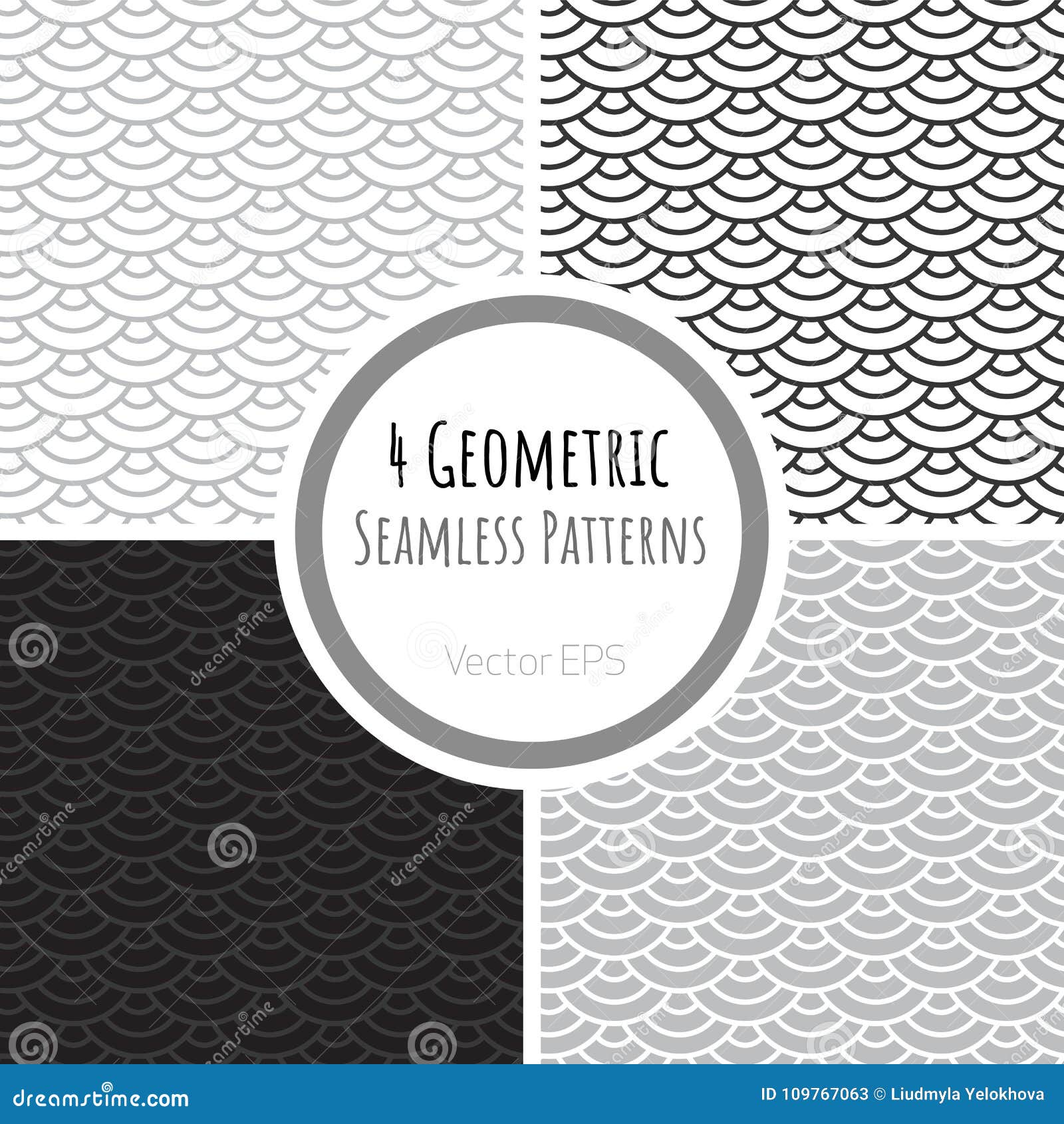 Set of B&w Seamless Patterns Stock Illustration - Illustration of ...
