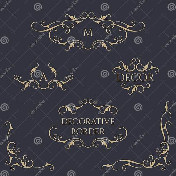 Set of Monogram Frames, Corners and Borders. Graphic Design Pages Stock ...