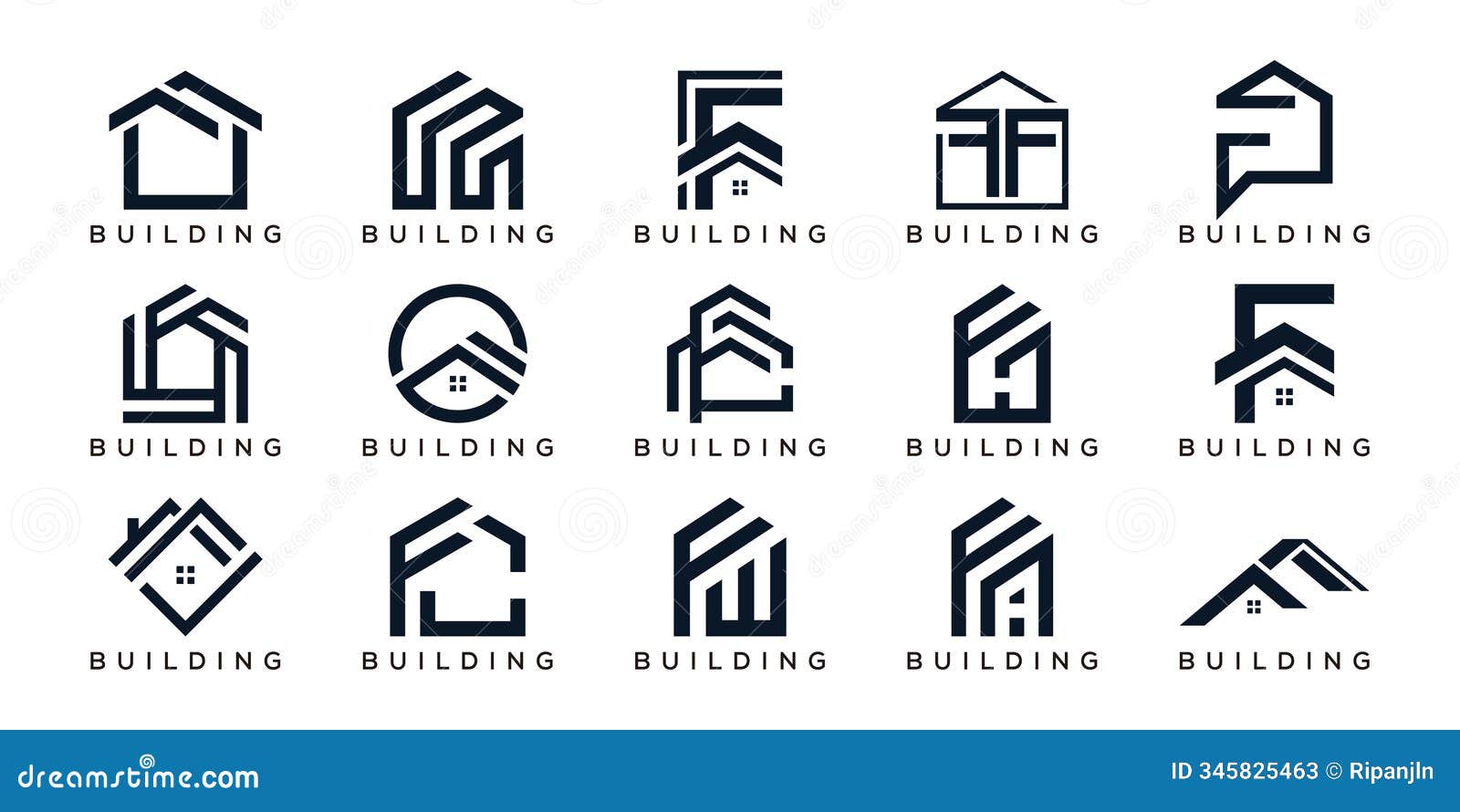 Set of Monogram Initial Letter, Home Construction Architect Building ...