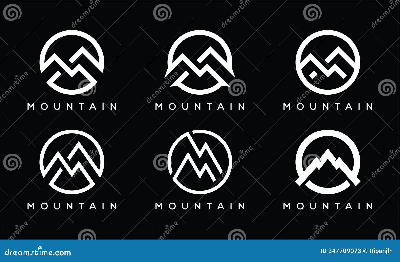 Set of Monogram Letter M Mountains, Logo Design Graphic Vector Icon ...