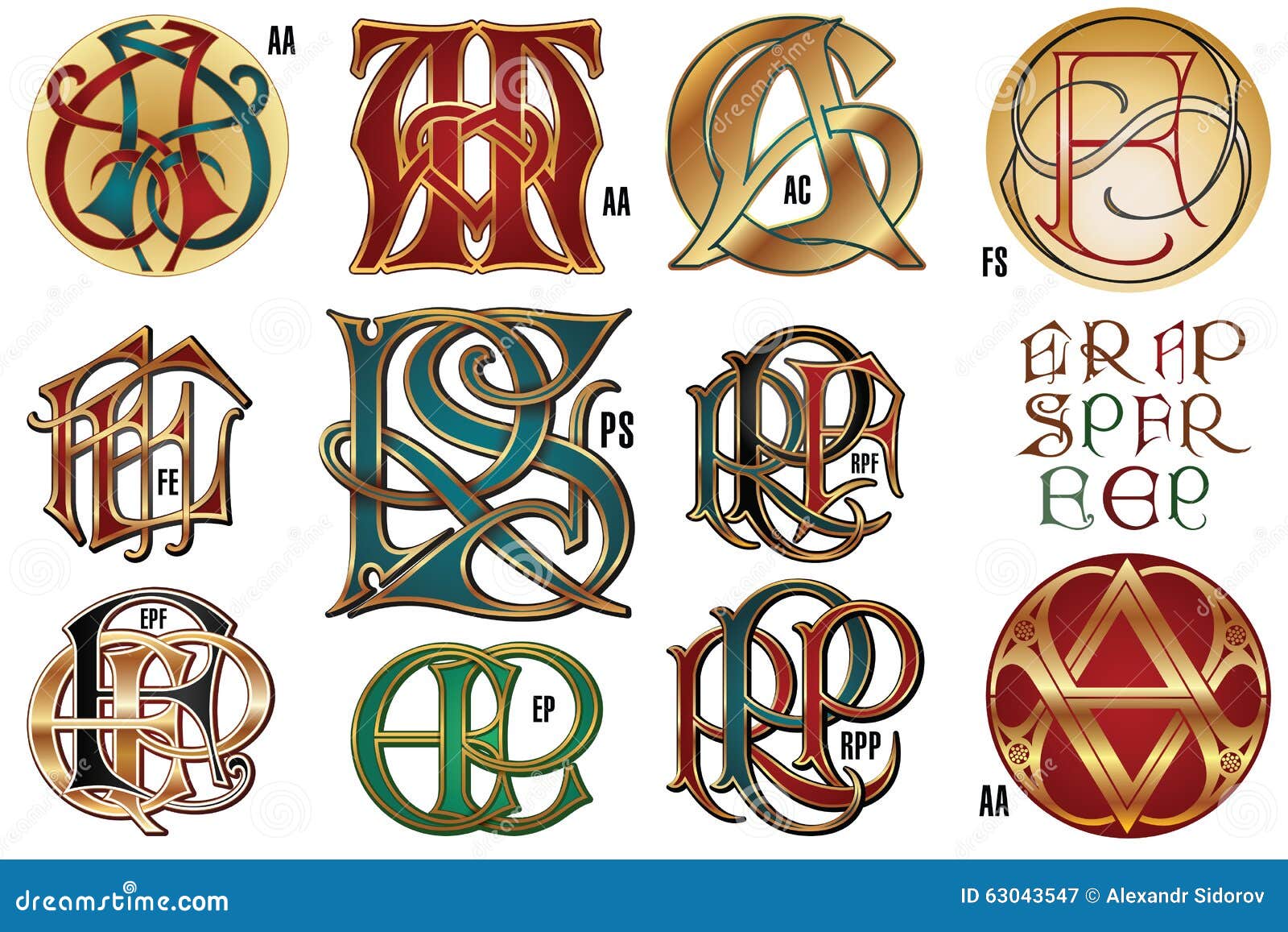 Set Monograms for Design Corporate Identity Stock Vector - Illustration ...