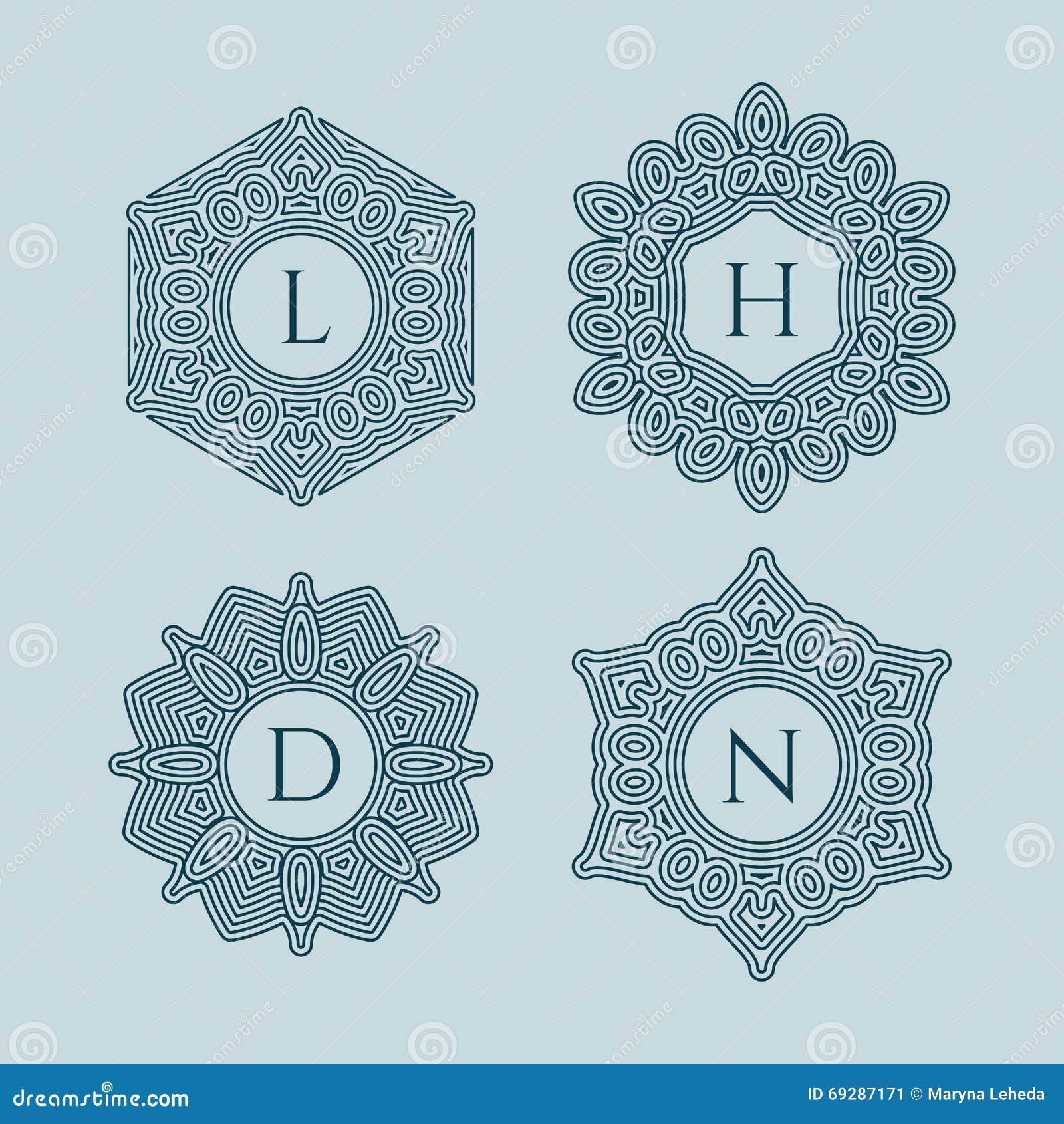 Set of monograms stock vector. Illustration of logotype - 69287171