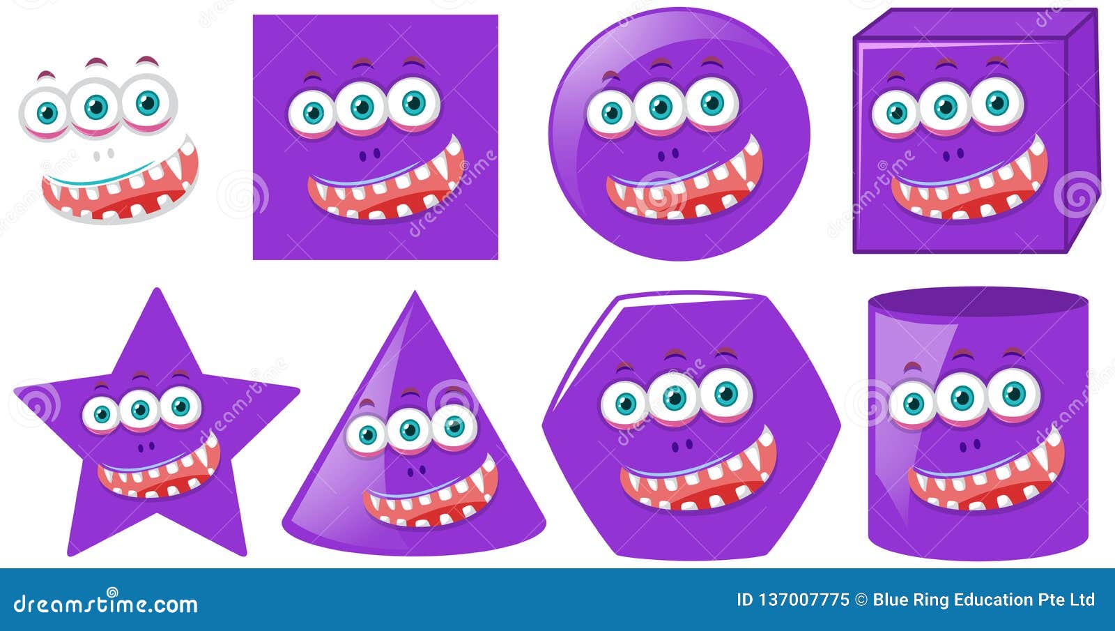 Set of Monster Face in Different Shapes Stock Vector - Illustration of ...