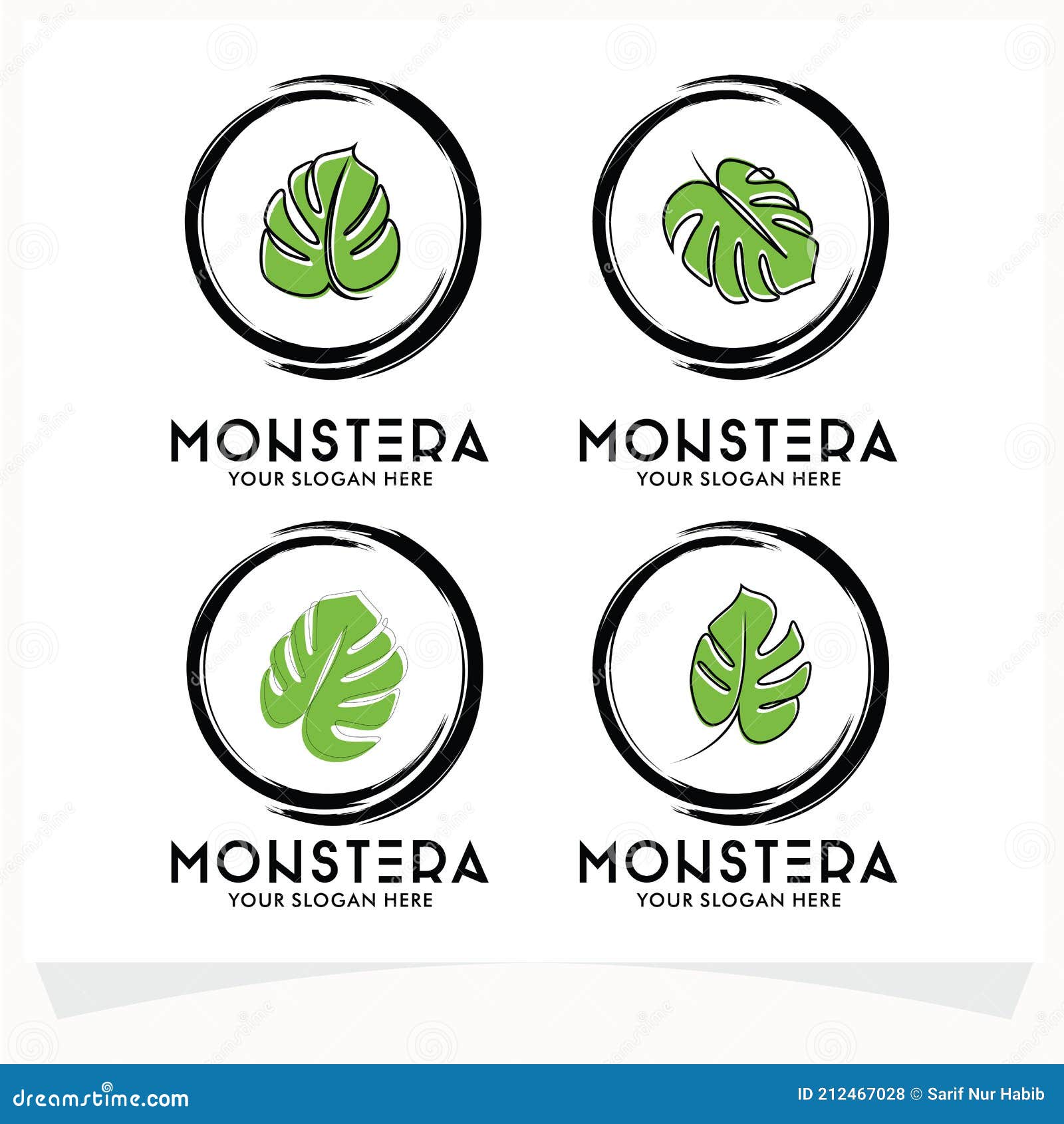 Monstera Logo Vector Template Symbol Design | CartoonDealer.com #298945169
