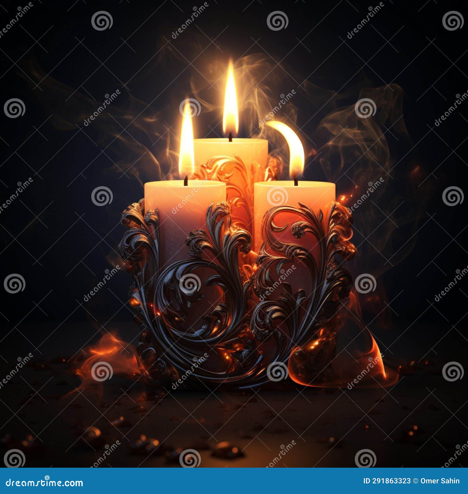 Romantic Setting with Intertwining Flame Candles Stock Image - Image of ...