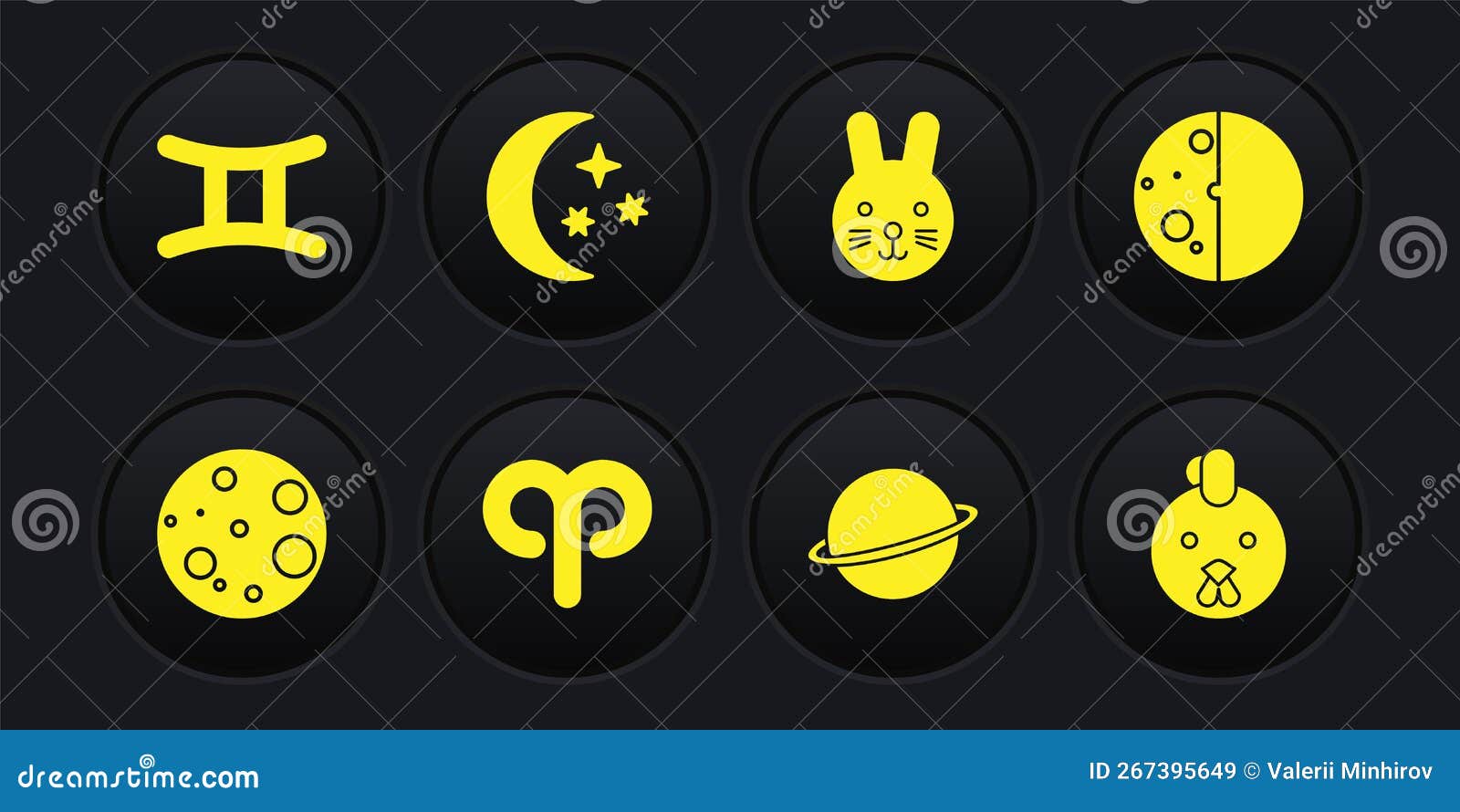 Set Moon, Eclipse of the Sun, Aries Zodiac, Planet Saturn, Rabbit, and ...