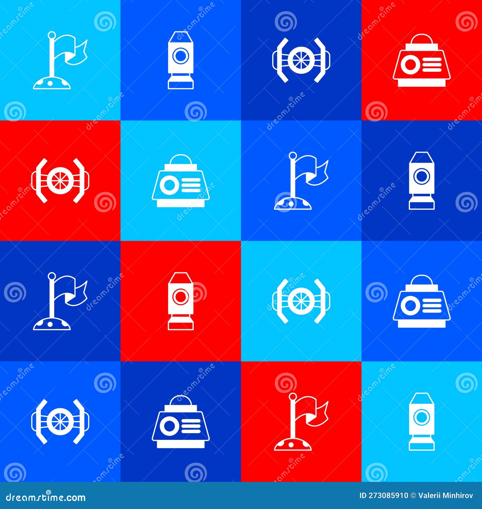 Set Moon with Flag, Rocket Ship, Cosmic and Space Capsule Icon. Vector ...