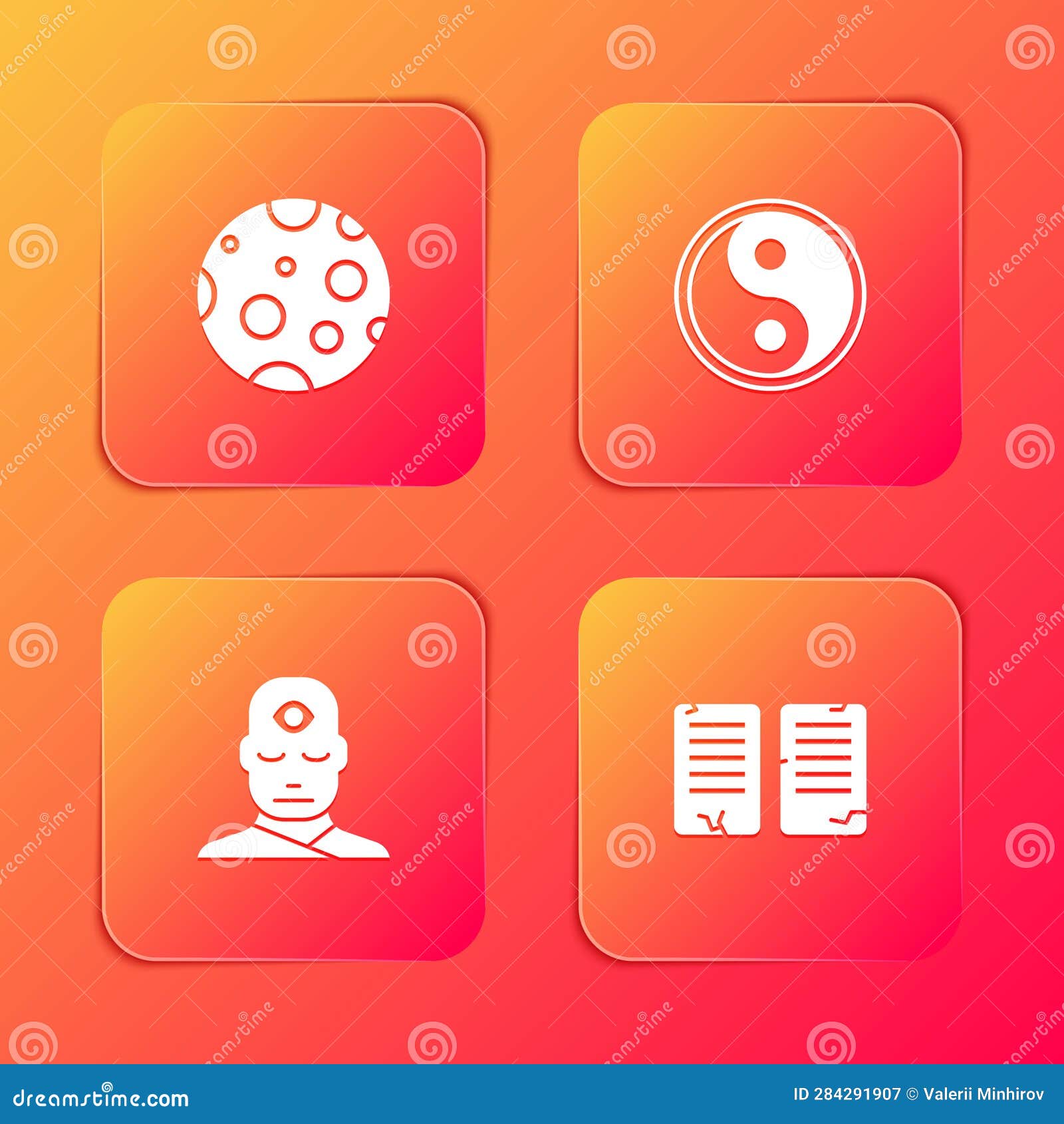 Set Moon, Yin Yang, Man with Third Eye and the Commandments Icon ...