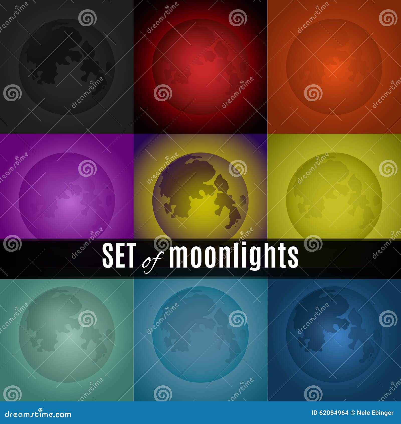 Set of moonlight stock vector. Illustration of backdrop - 62084964