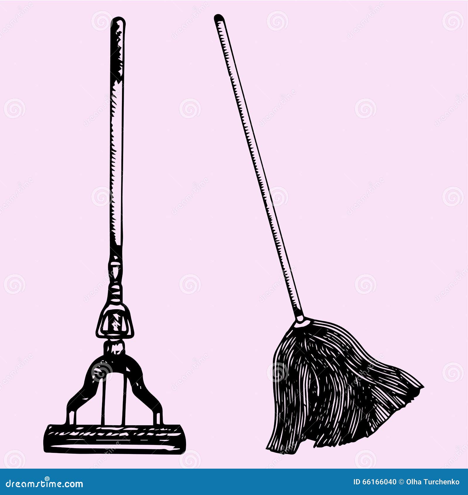 Set mop for cleaning stock vector. Illustration of freehand - 66166040