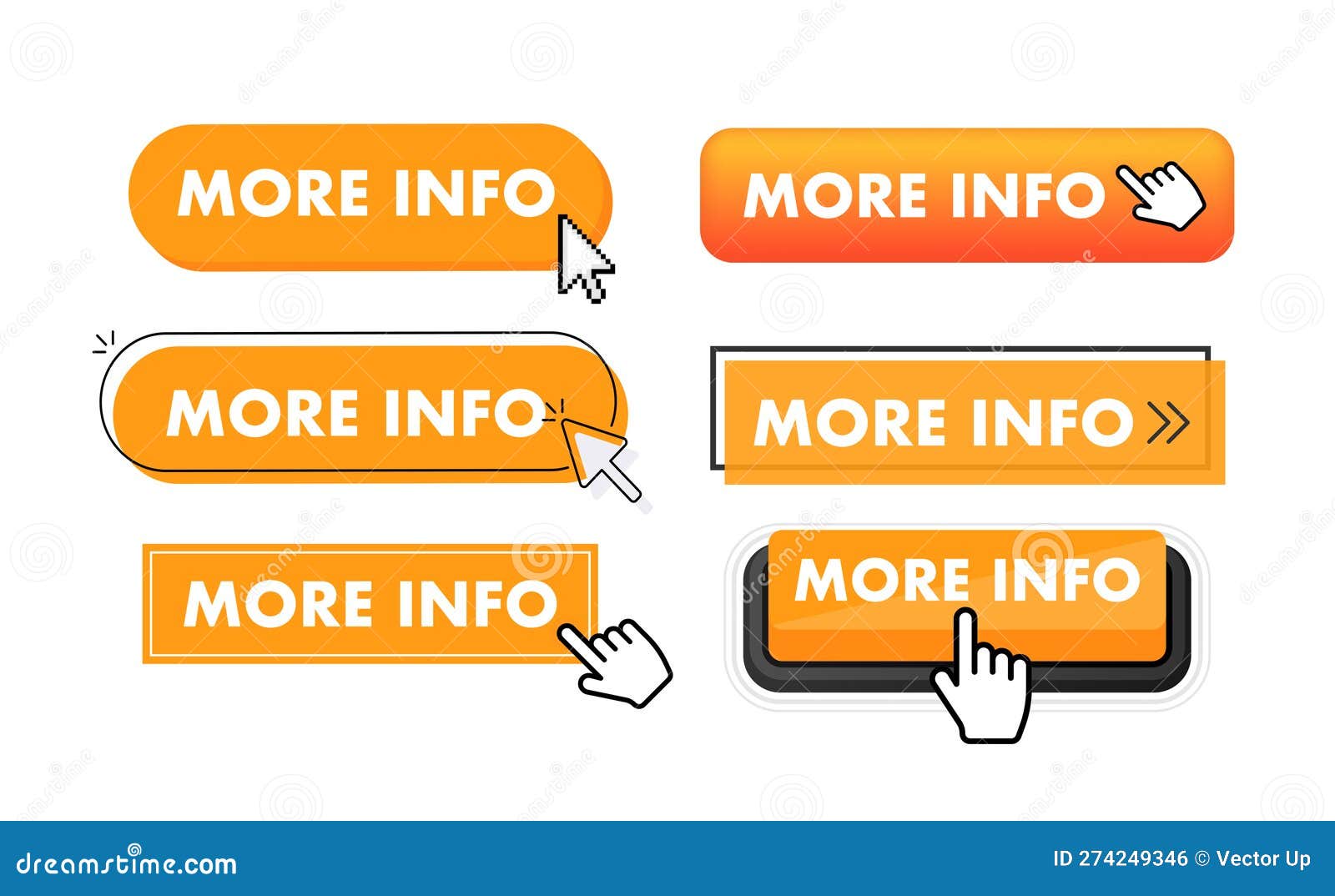 Set of More Info Button. Hand Pointer Clicking Stock Vector ...