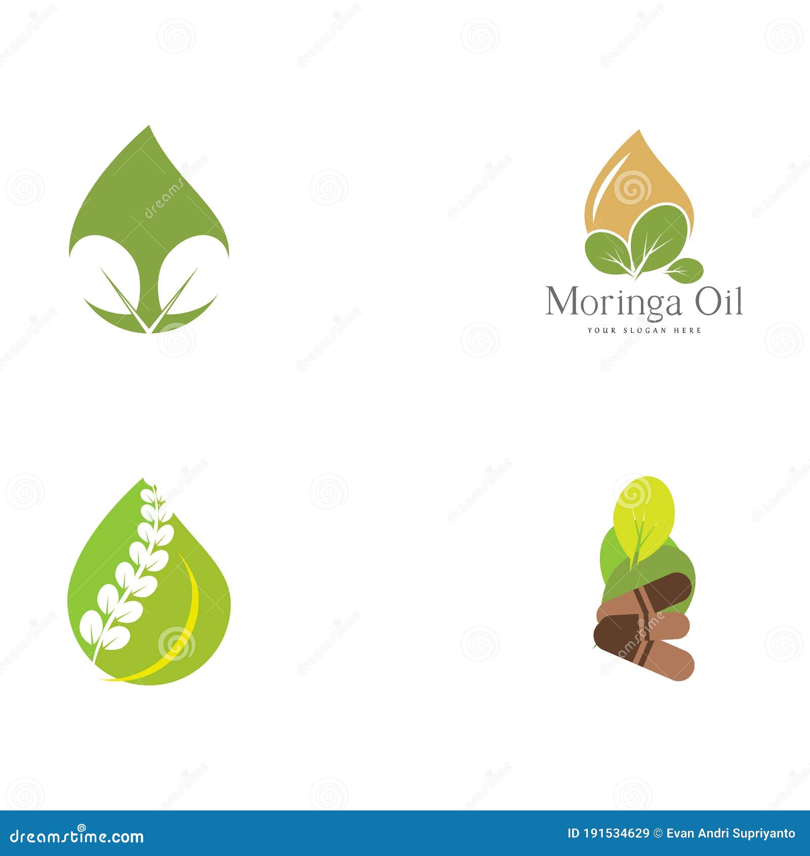 Set Moringa Leaf Logo Template Stock Vector - Illustration of organic ...