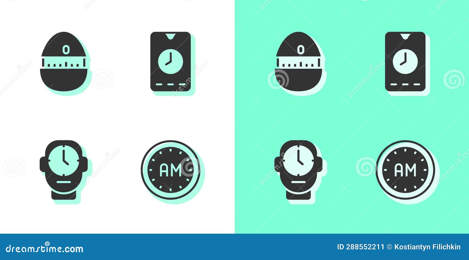 Set Morning Time, Kitchen Timer, Clock and Alarm Clock App Mobile Icon ...