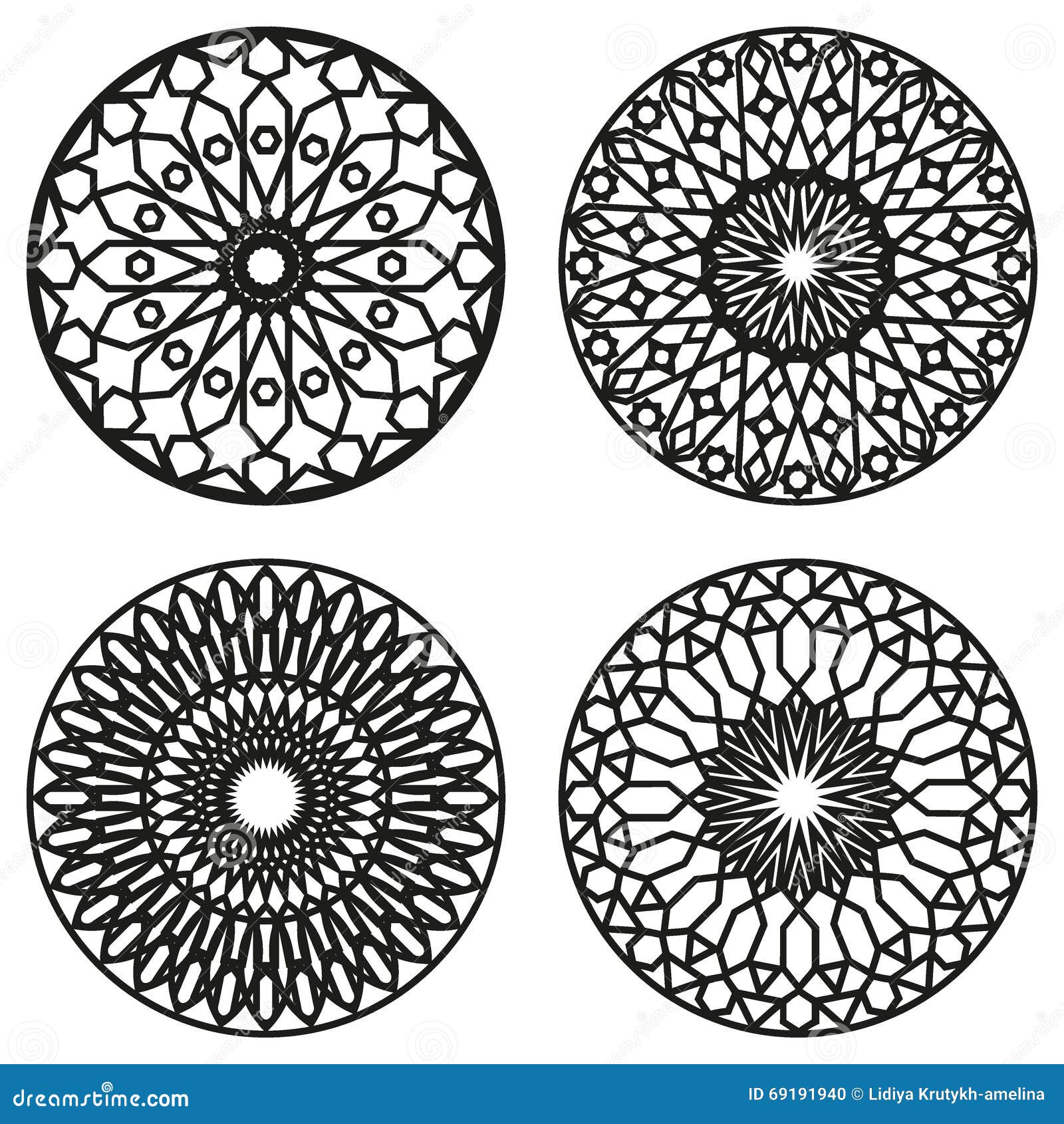 Set of Moroccan Mandalas. Vector Ethnic Oriental Circle Ornament. Stock ...