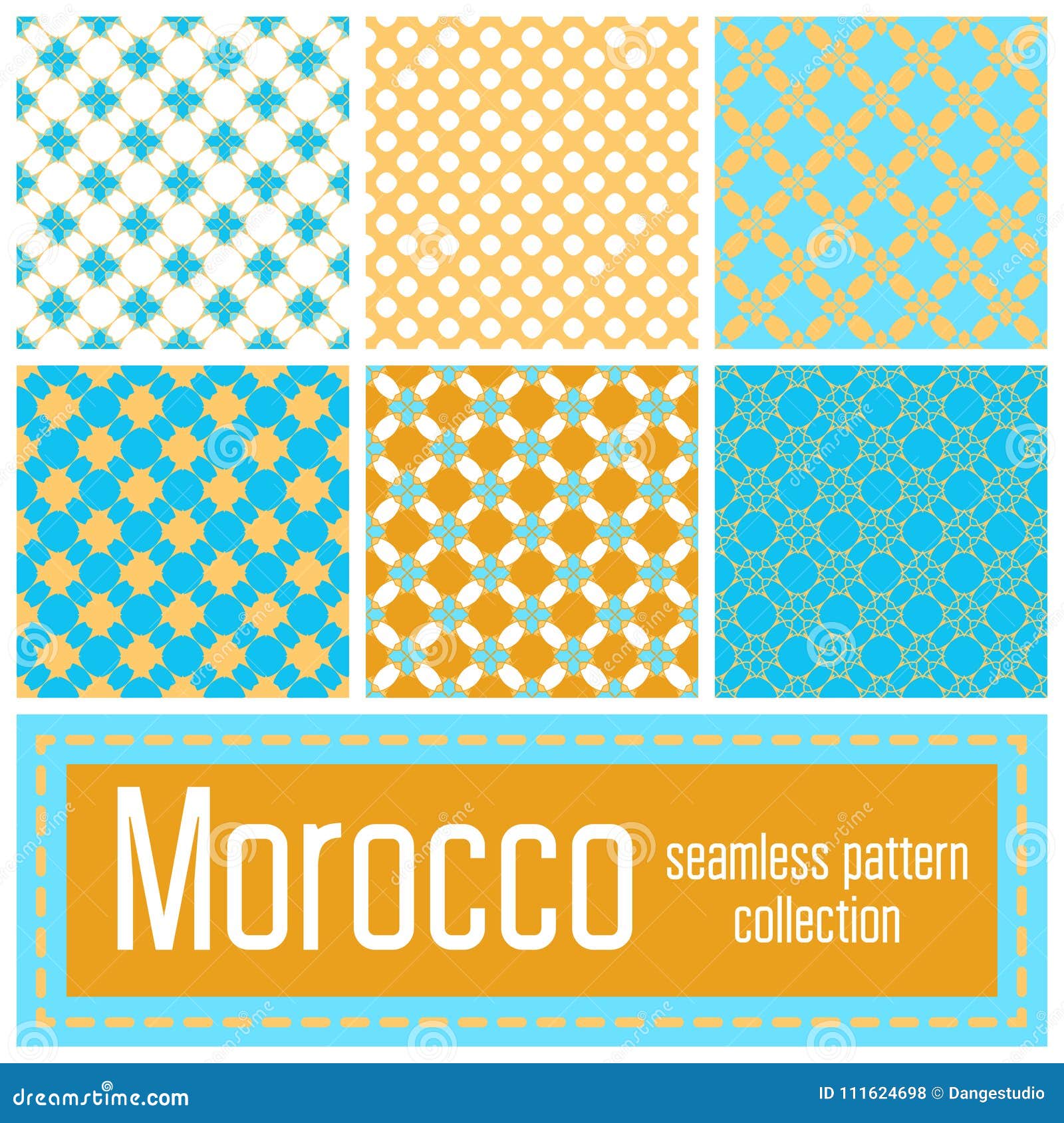 Set of 6 Morocco Patterns Background. Geometric Seamless Muslim Stock ...