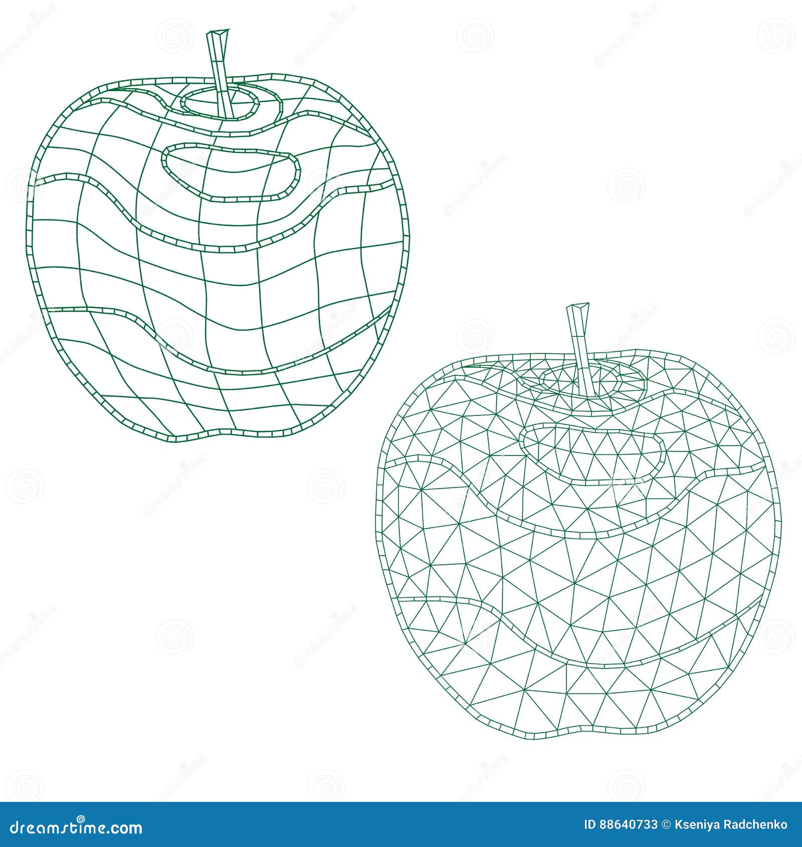 Set of Mosaic Apples. for Coloring and Design. Isolated. Easy To Modify ...