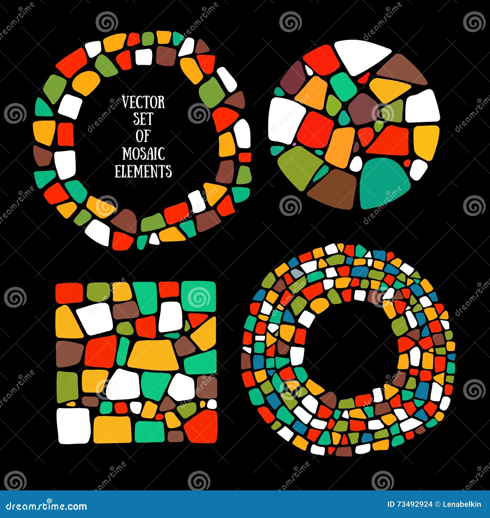 Set of Mosaic Design Elements in Different Forms. Stock Vector ...