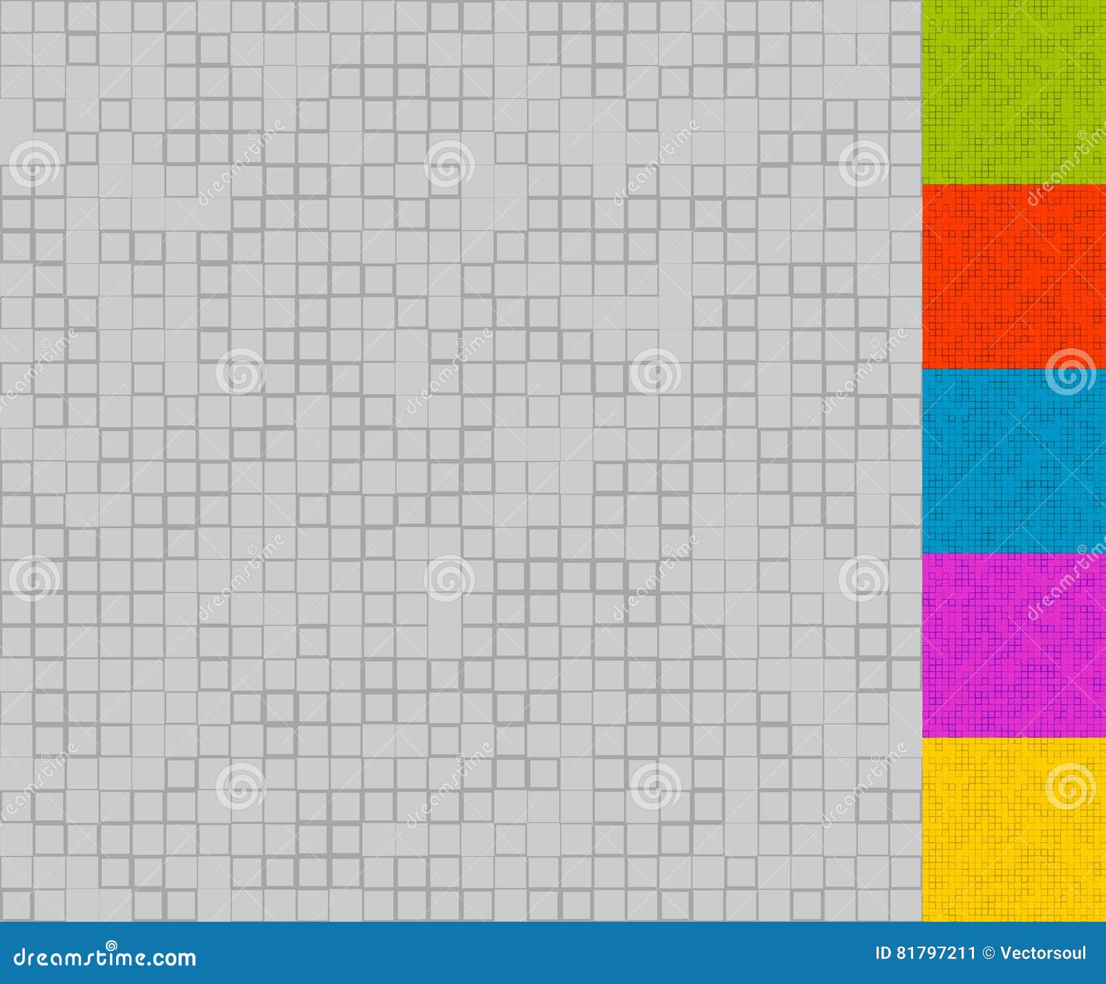 Set of Mosaic Patterns with Random Squares 5 Colors + Grayscale Stock ...