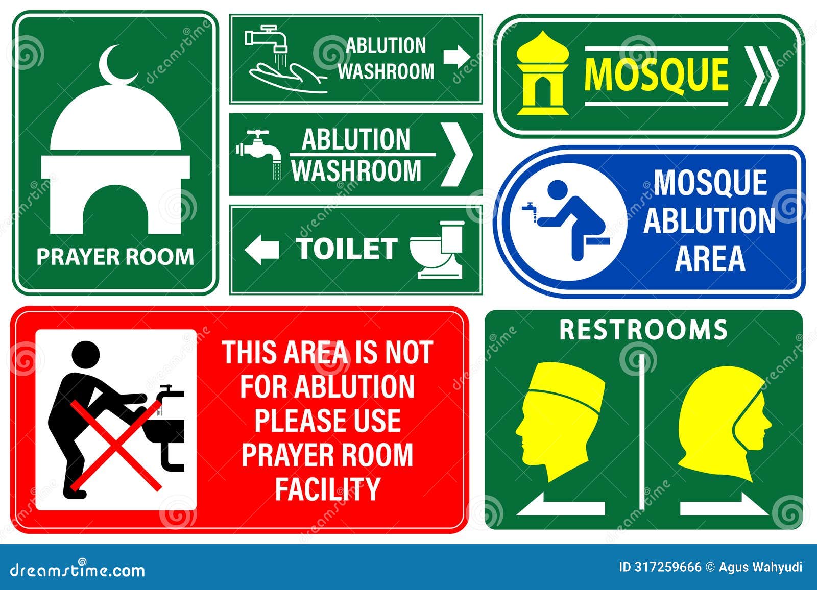 Set of Mosque Icon or Prayer Room Sign Isolated. Eps.. Stock Vector ...