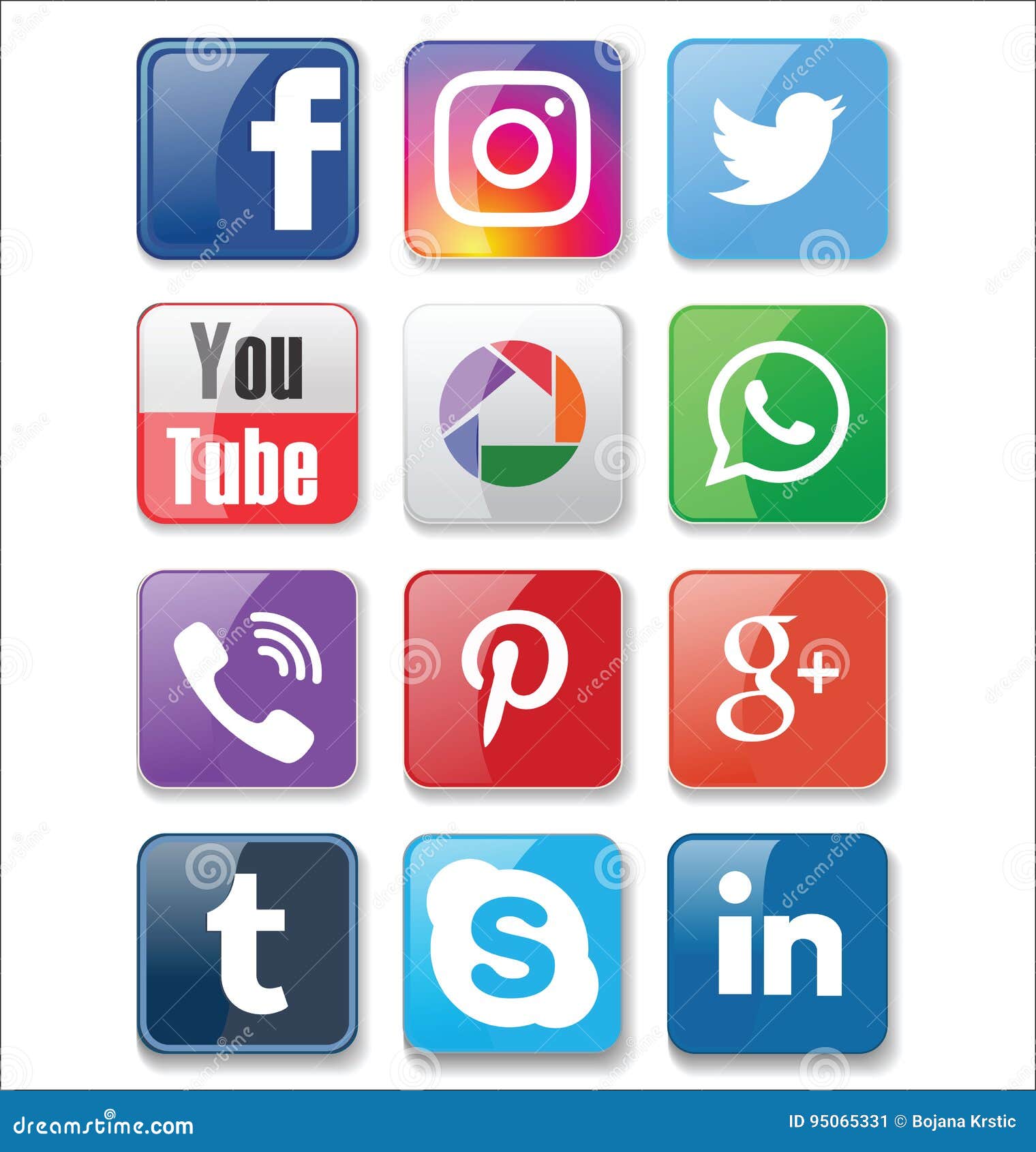 Set of Most Popular Social Media Icons Collection Editorial Photo ...