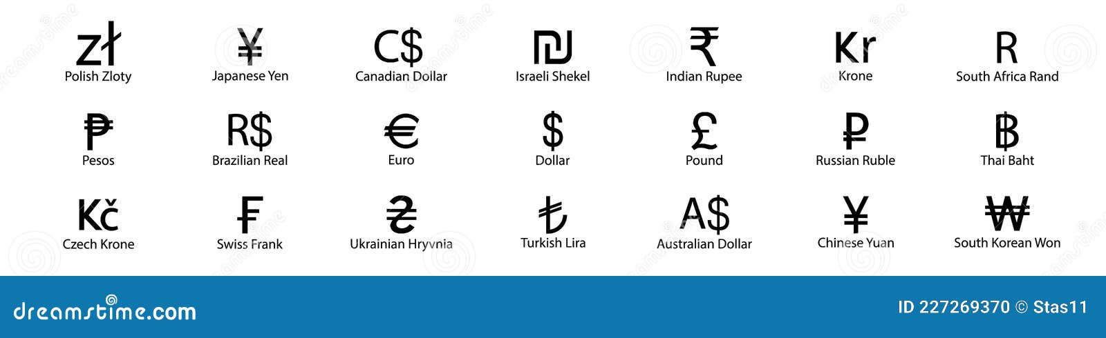 Set of Most Used Currency Symbols Icon Stock Vector - Illustration of ...
