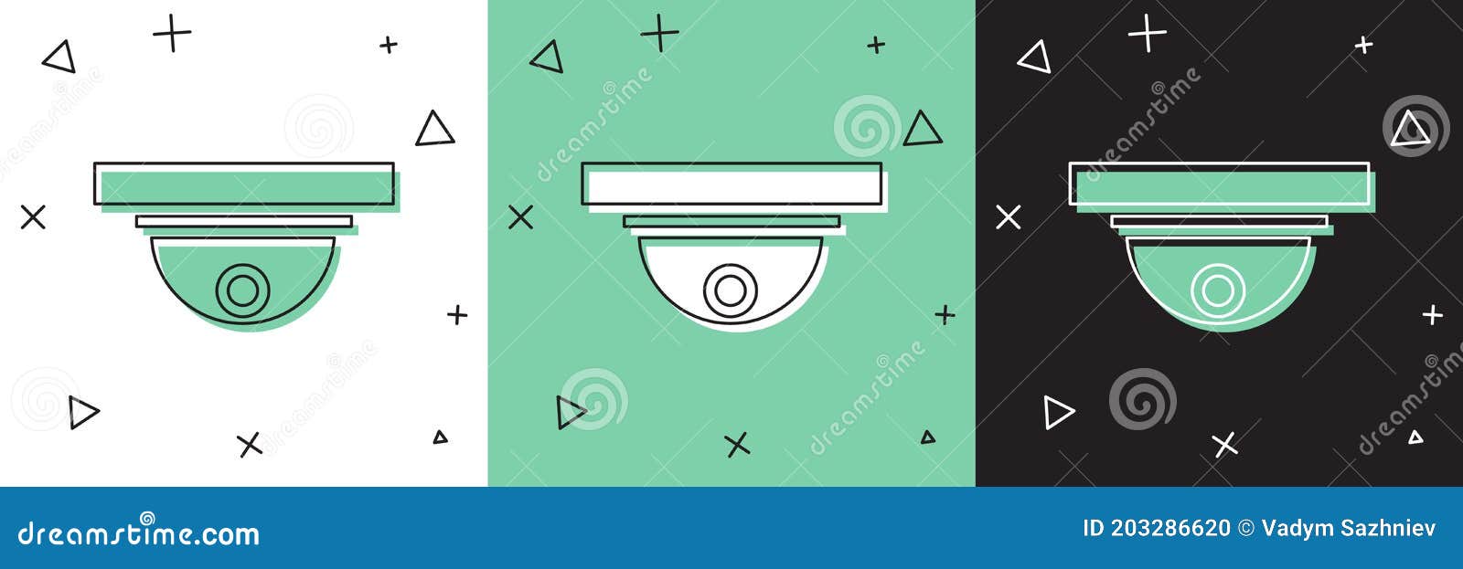 Set Motion Sensor Icon Isolated on White and Green, Black Background ...