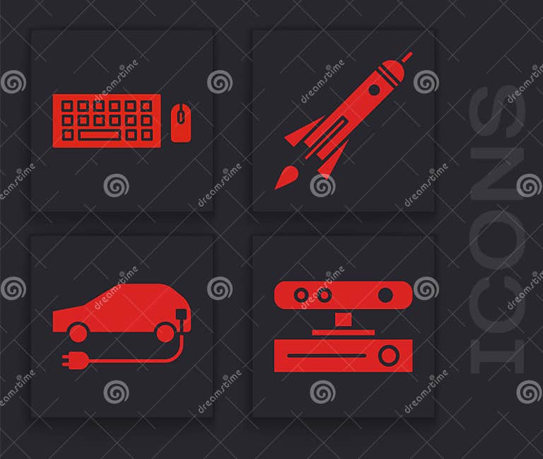 Set Motion Sensor, Keyboard and Mouse, Rocket Ship with Fire and ...