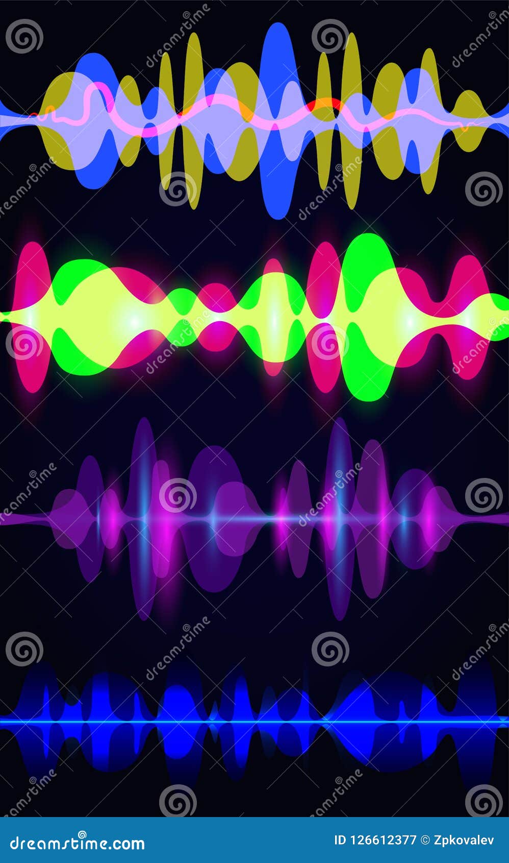 Set of Motion Sound Wave Abstract. Vector Illustration. Isolated on ...