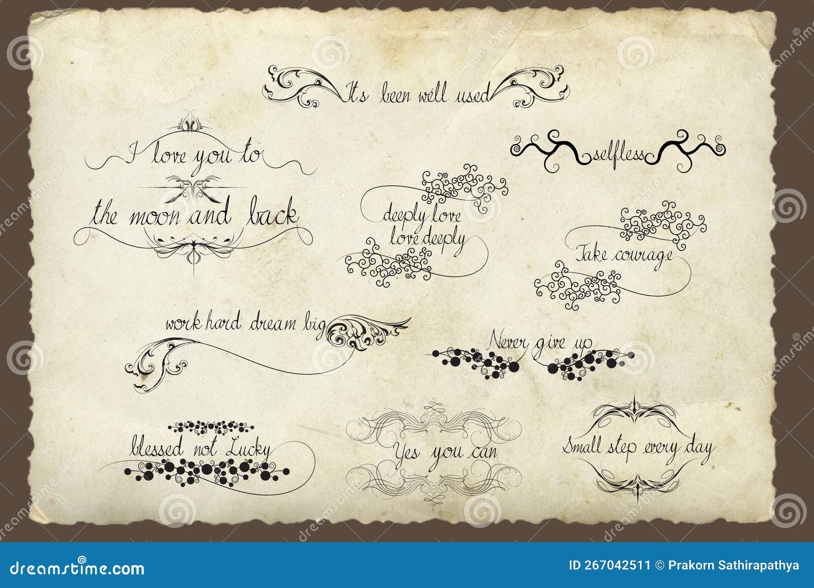 A Set of Motivation Cursive Calligraphy Typography Stock Vector ...