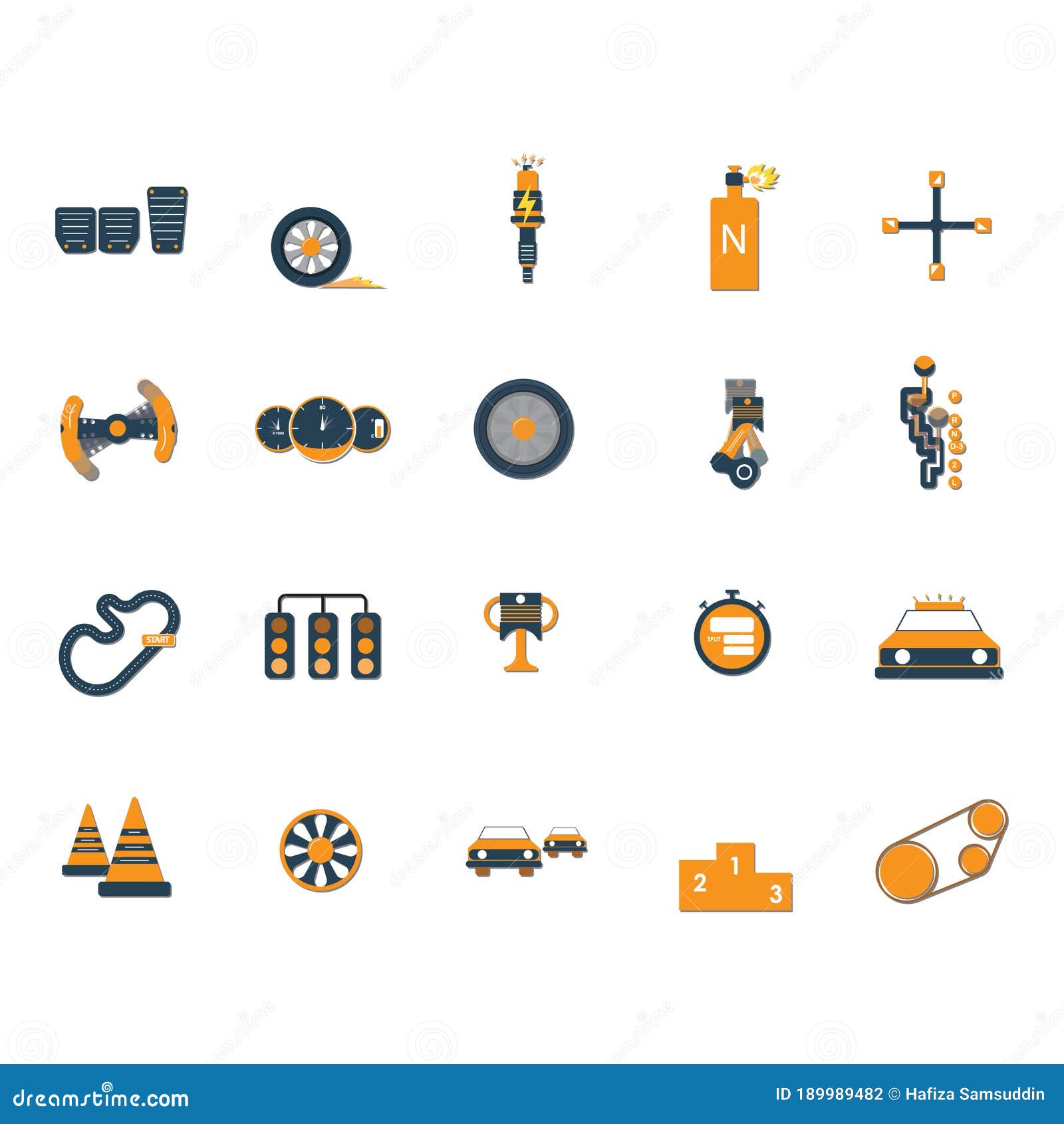 Set of Motor Racing Icons. Vector Illustration Decorative Design Stock ...