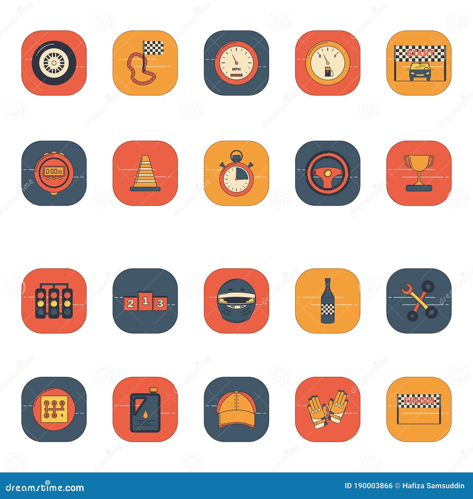 Set of Motor Racing Icons. Vector Illustration Decorative Design Stock ...