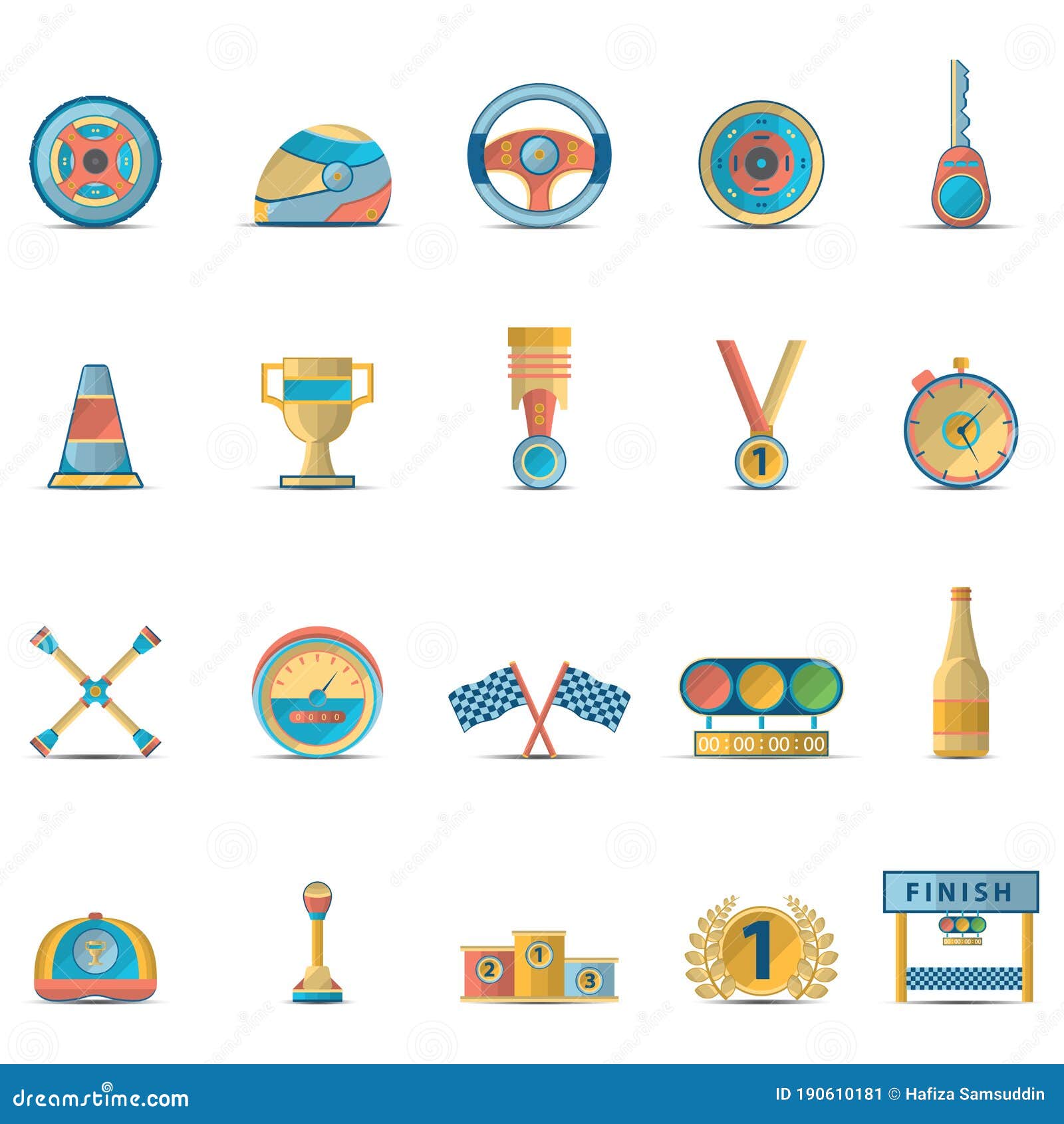 Set of Motor Racing Icons. Vector Illustration Decorative Design Stock ...