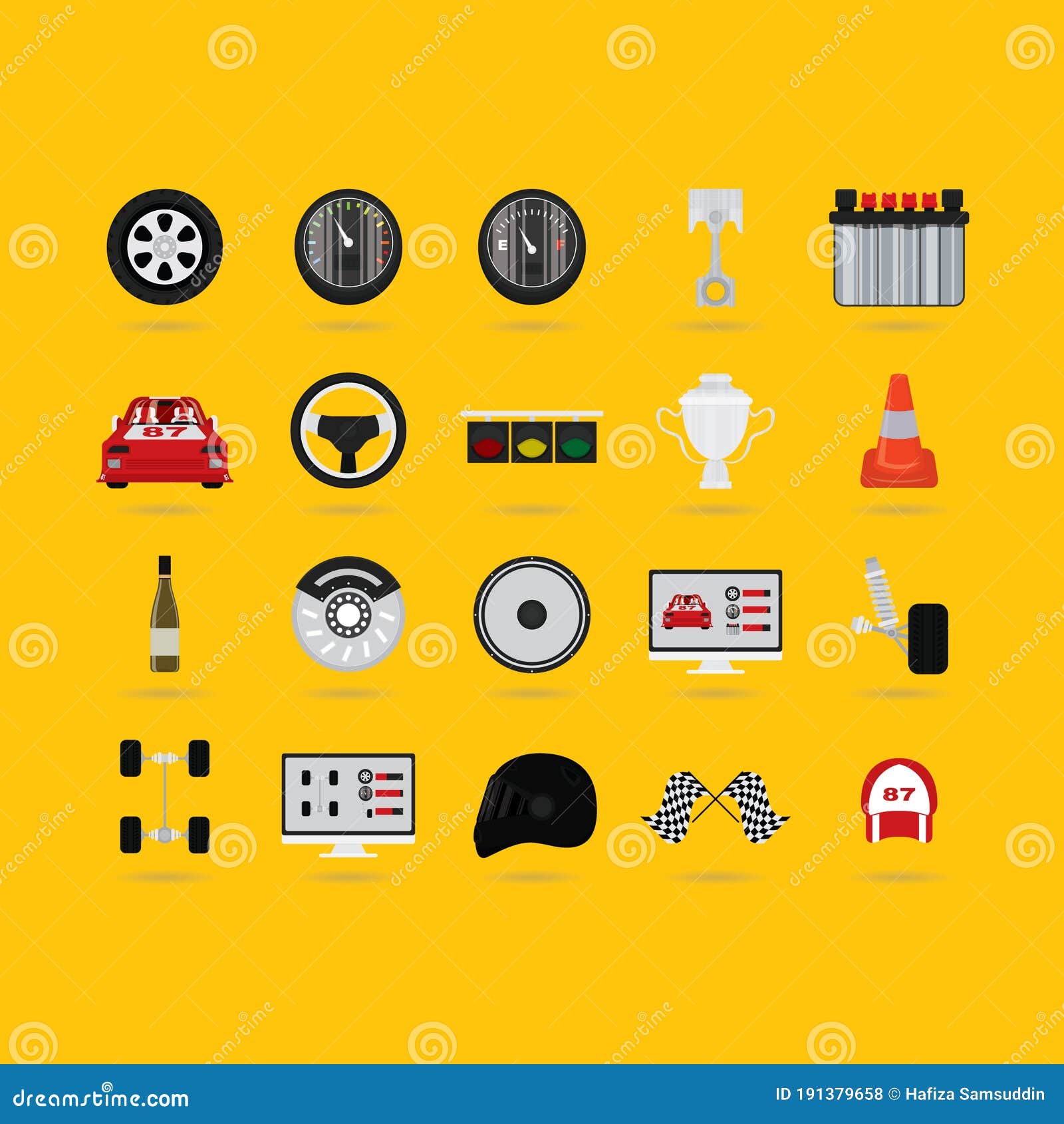 Set of Motor Racing Icons. Vector Illustration Decorative Design Stock ...