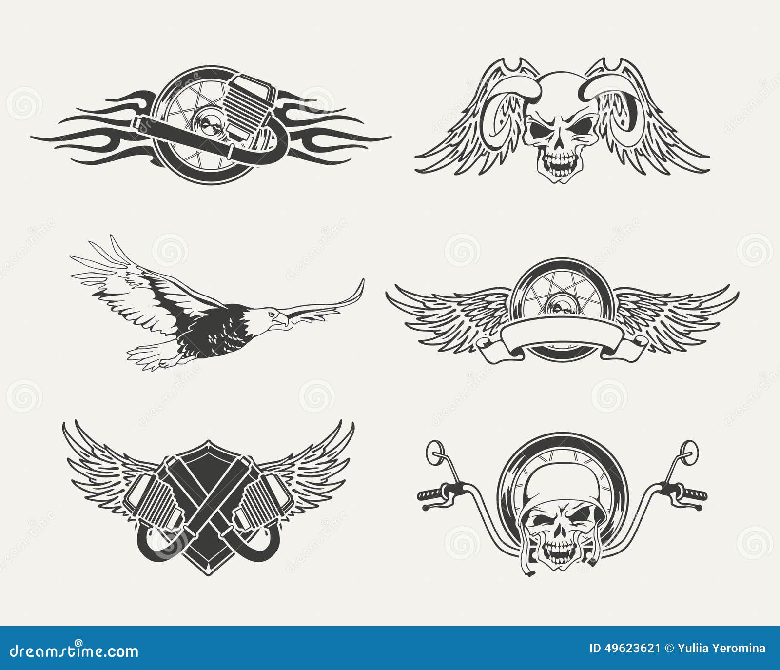Set of Motorcycle Emblems, Badges, Labels Stock Vector - Illustration ...