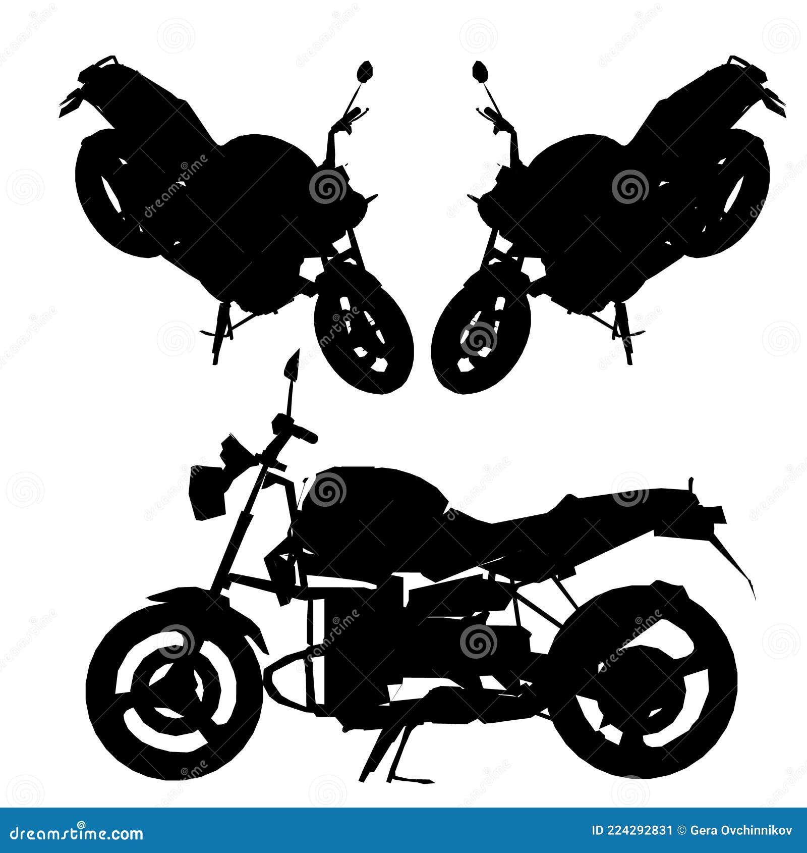 Set with Motorcycle Silhouettes in Different Positions Isolated on ...