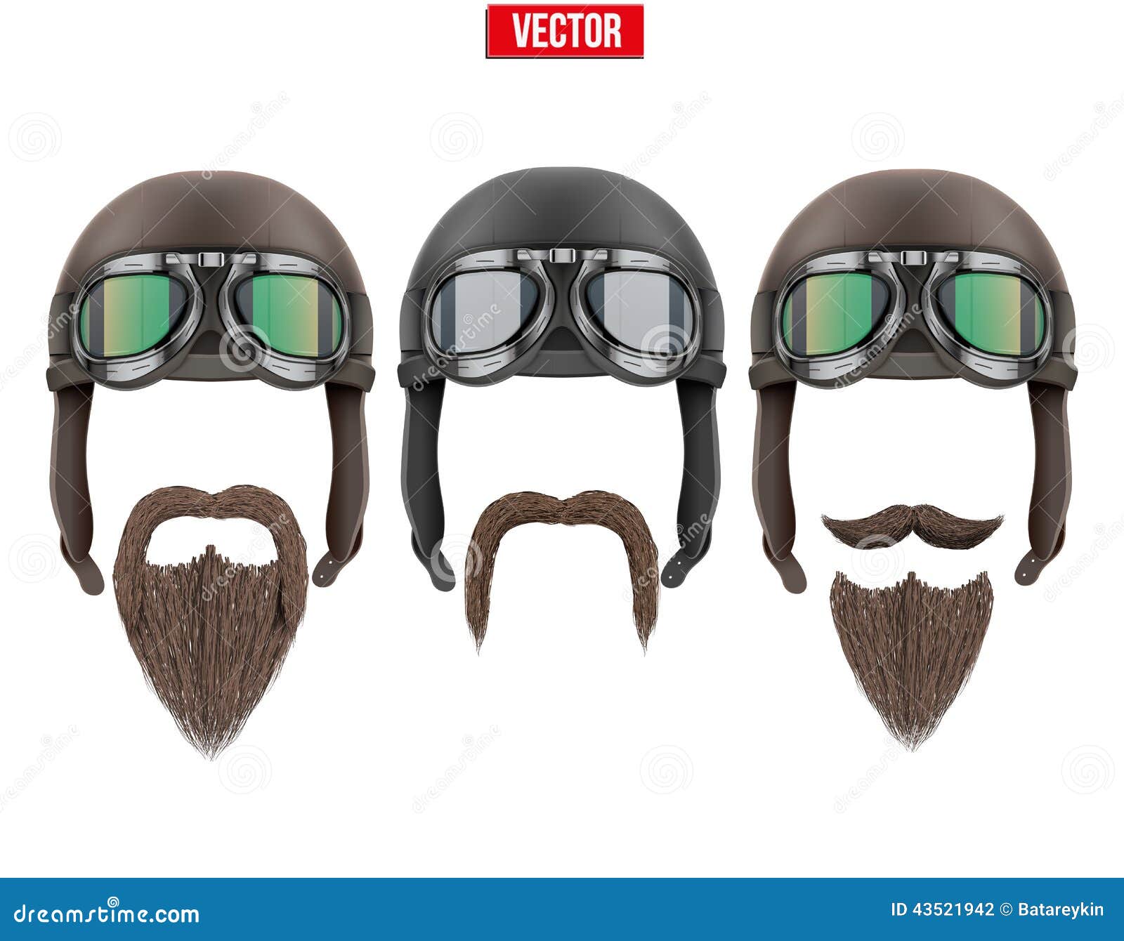 Set of Motorcyclist with a Beard and Moustaches. Stock Vector ...
