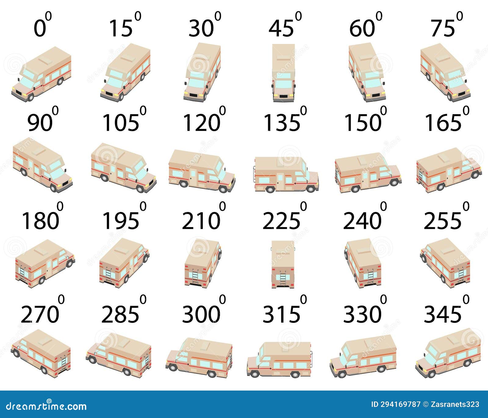 A Set of 24 Motorhomes from Different Angles. Stock Vector ...
