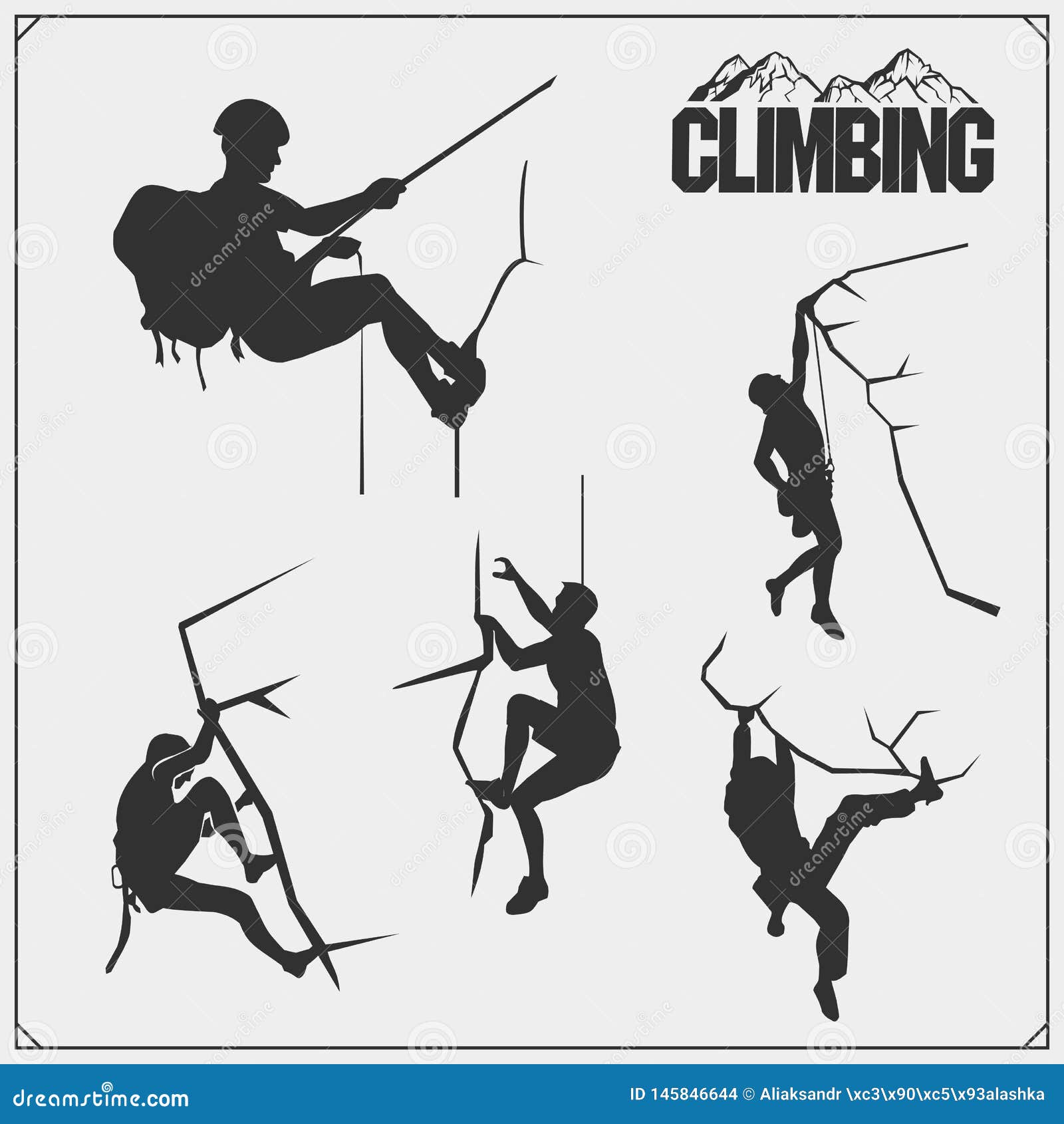 Set Of Mountain Climbing Labels, Emblems And Design Elements. Rock ...