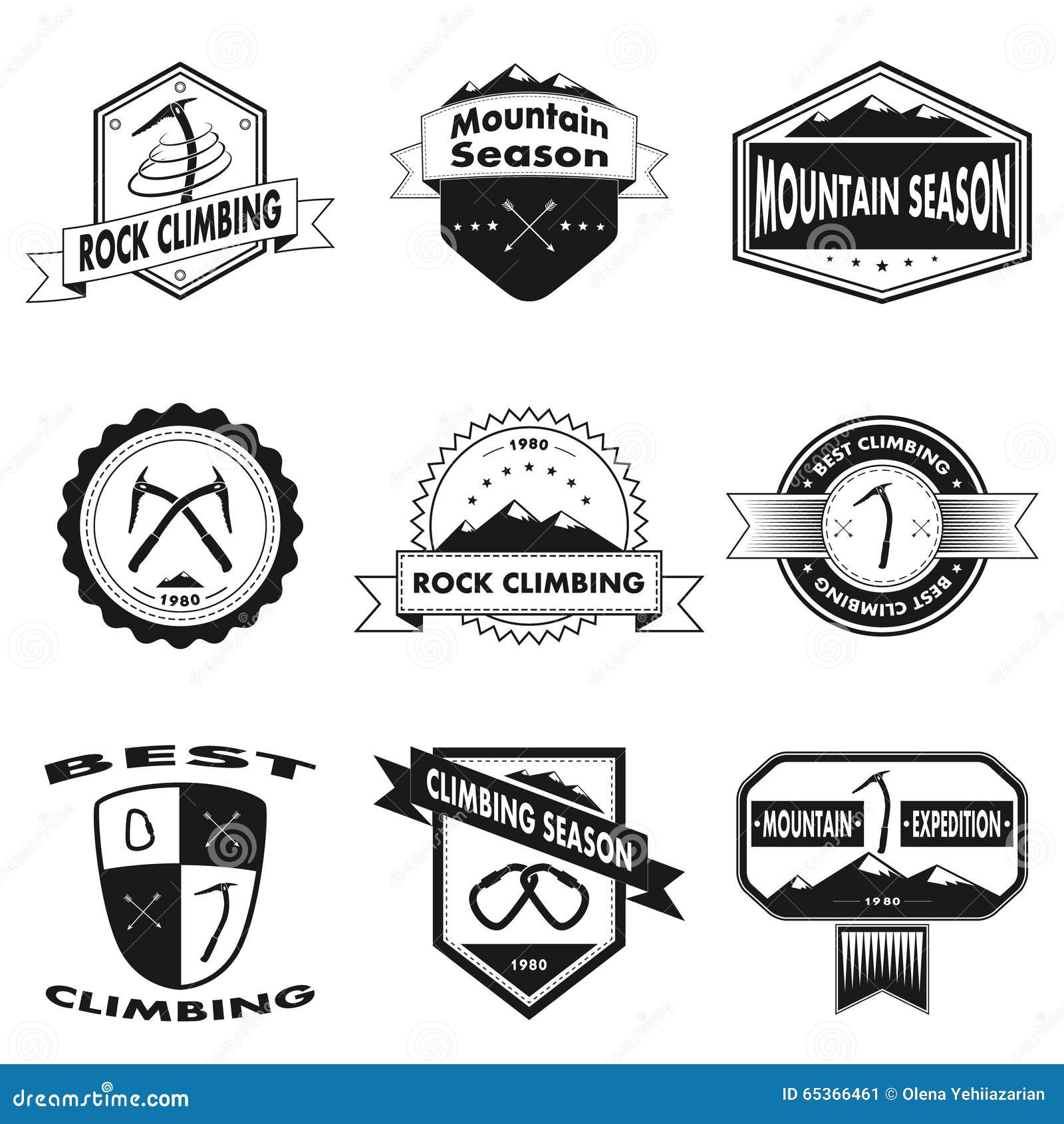 Set of Mountain and Climbing Logos Stock Vector - Illustration of ...