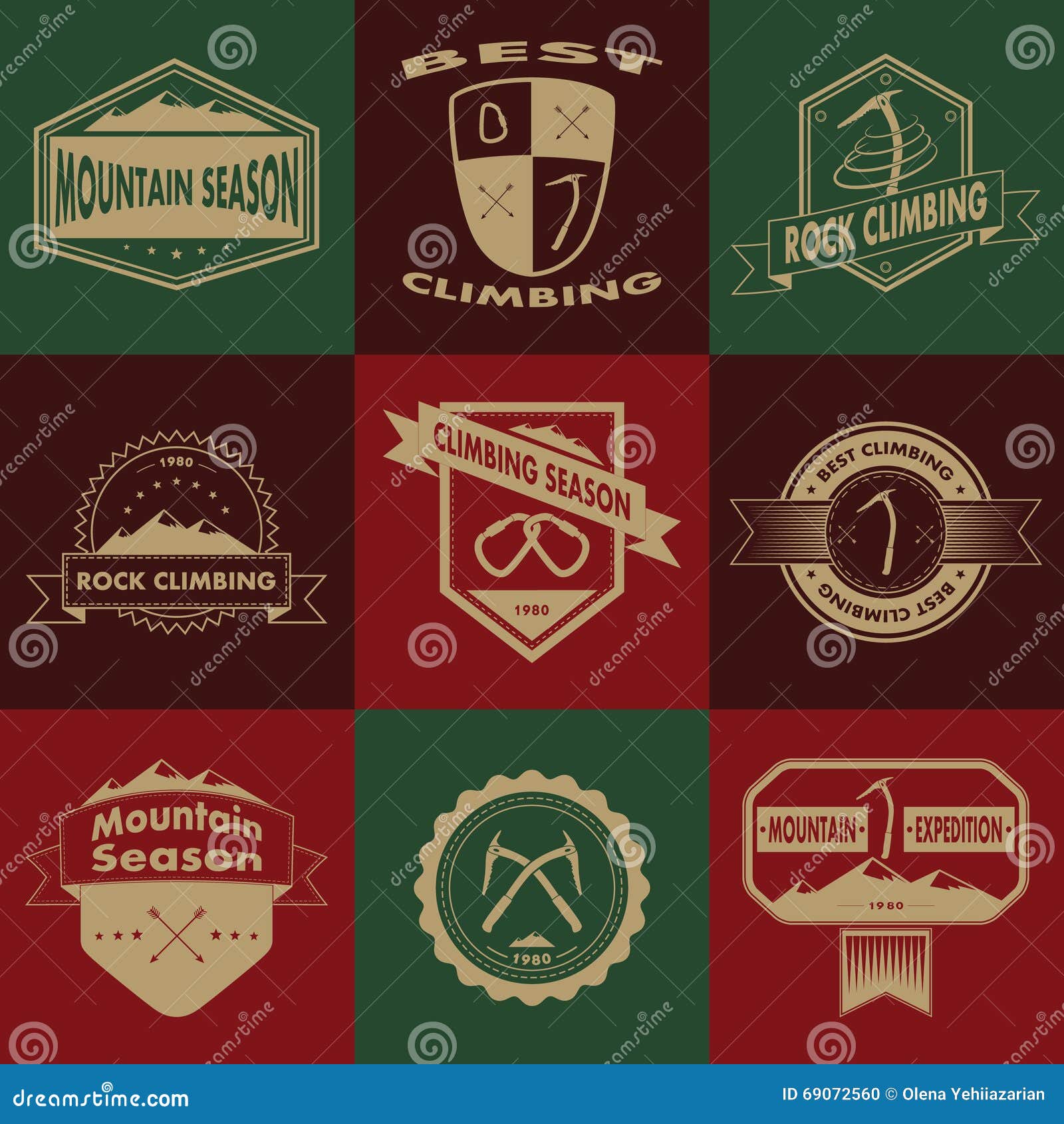 Set of Mountain and Climbing Logos Stock Vector - Illustration of ...