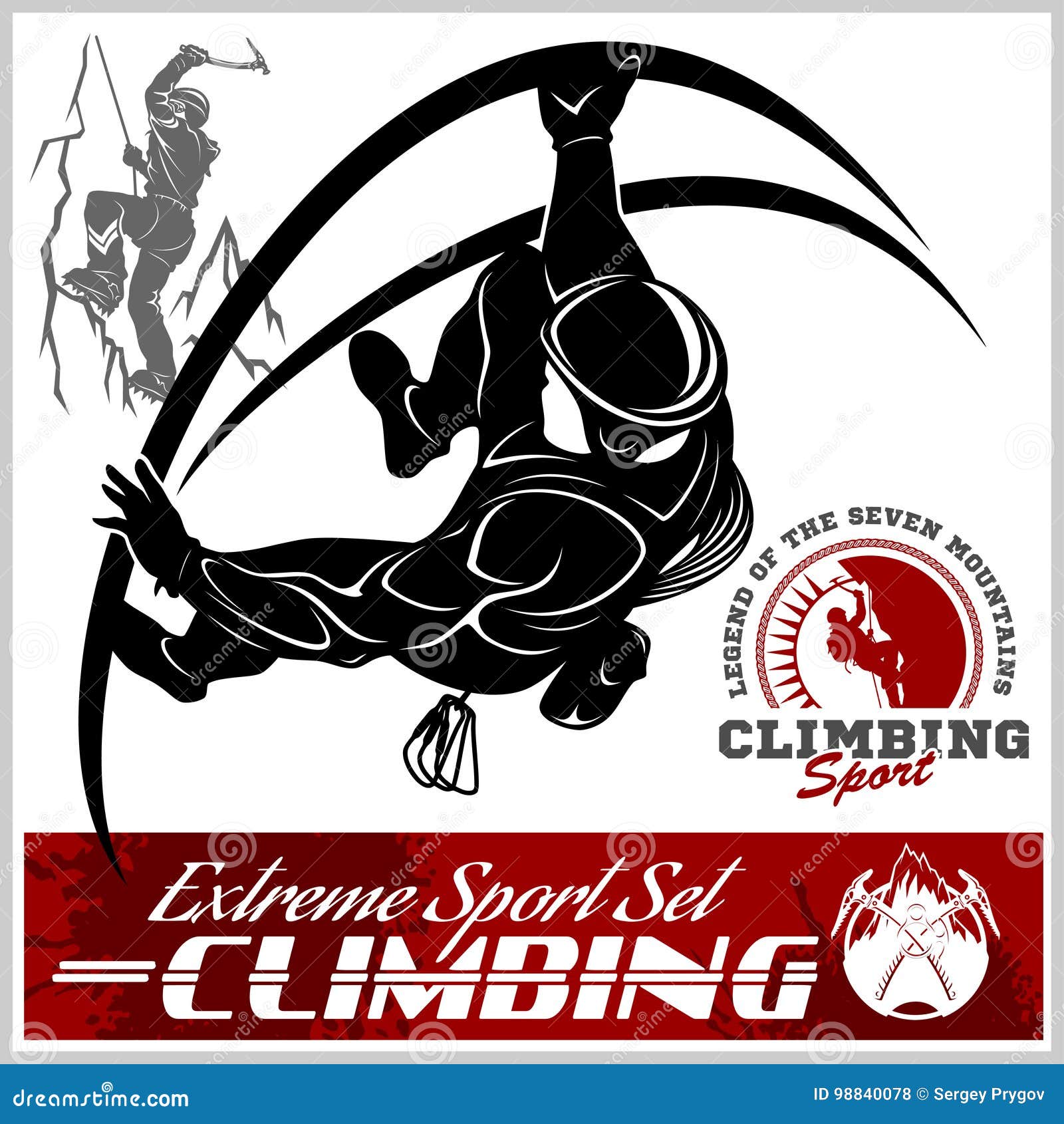 Set of Mountain Climbing Vintage Logos, Emblems, Silhouettes and Design ...