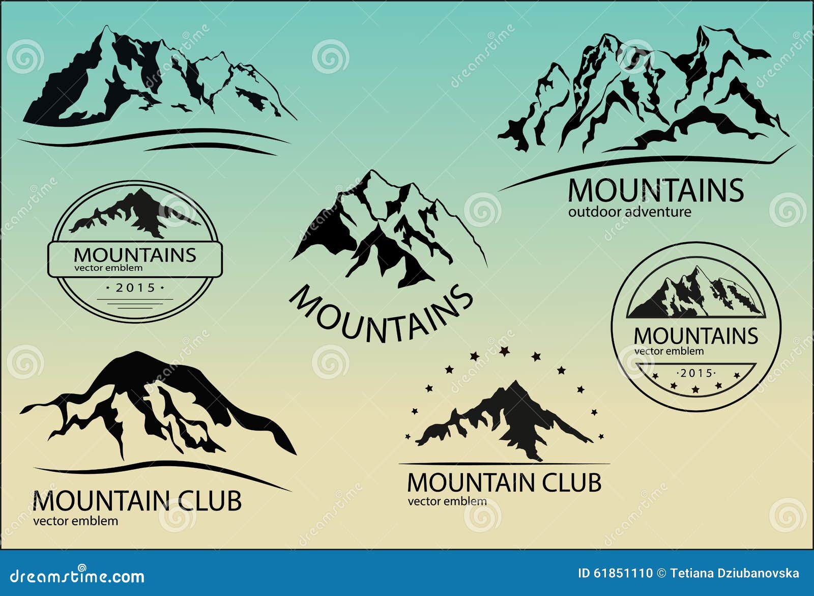 Set of Mountain Emblems. Design Elements. Stock Vector - Illustration ...