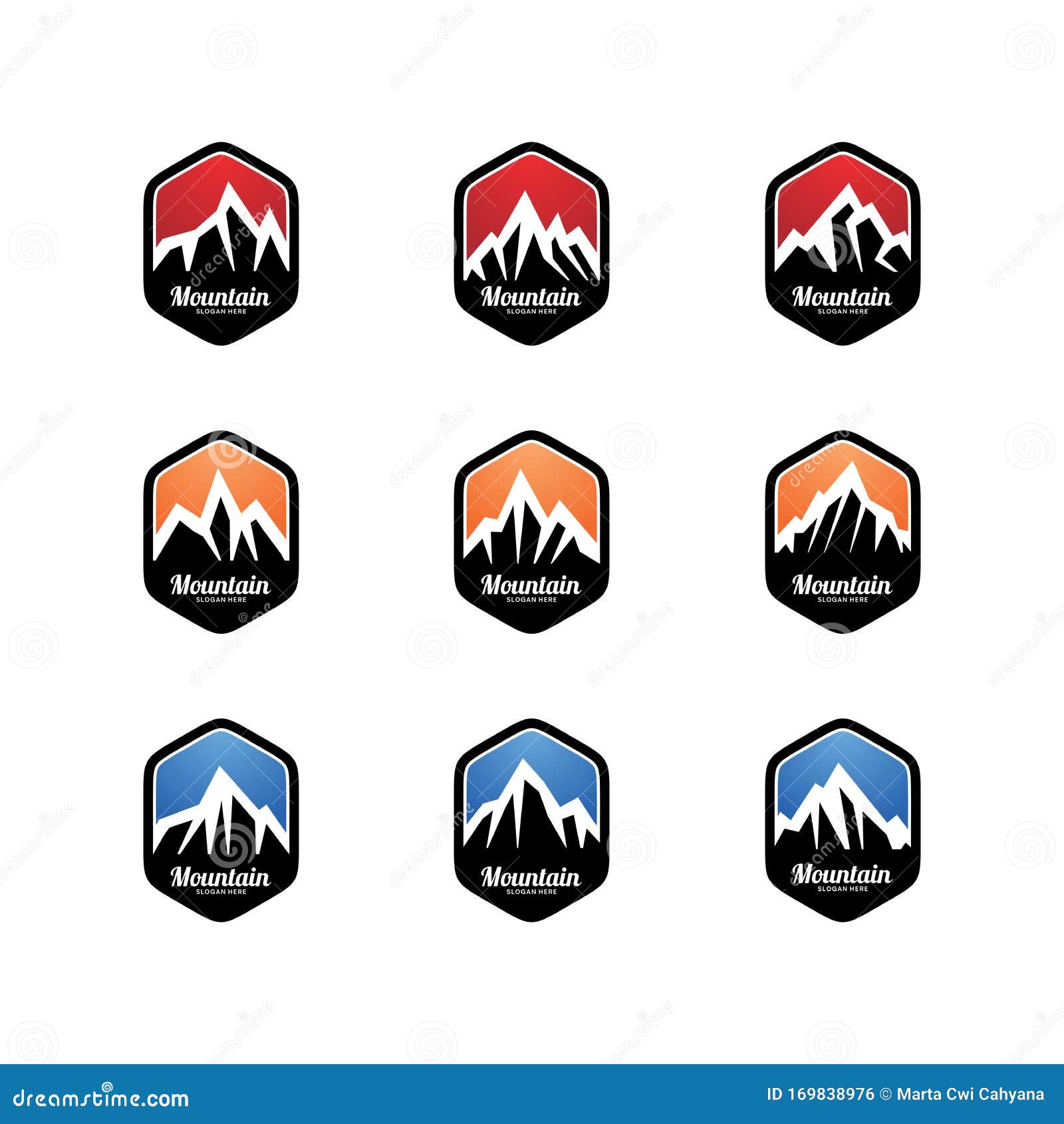 Set of Mountain and Sky Logo Vector Template Stock Vector ...