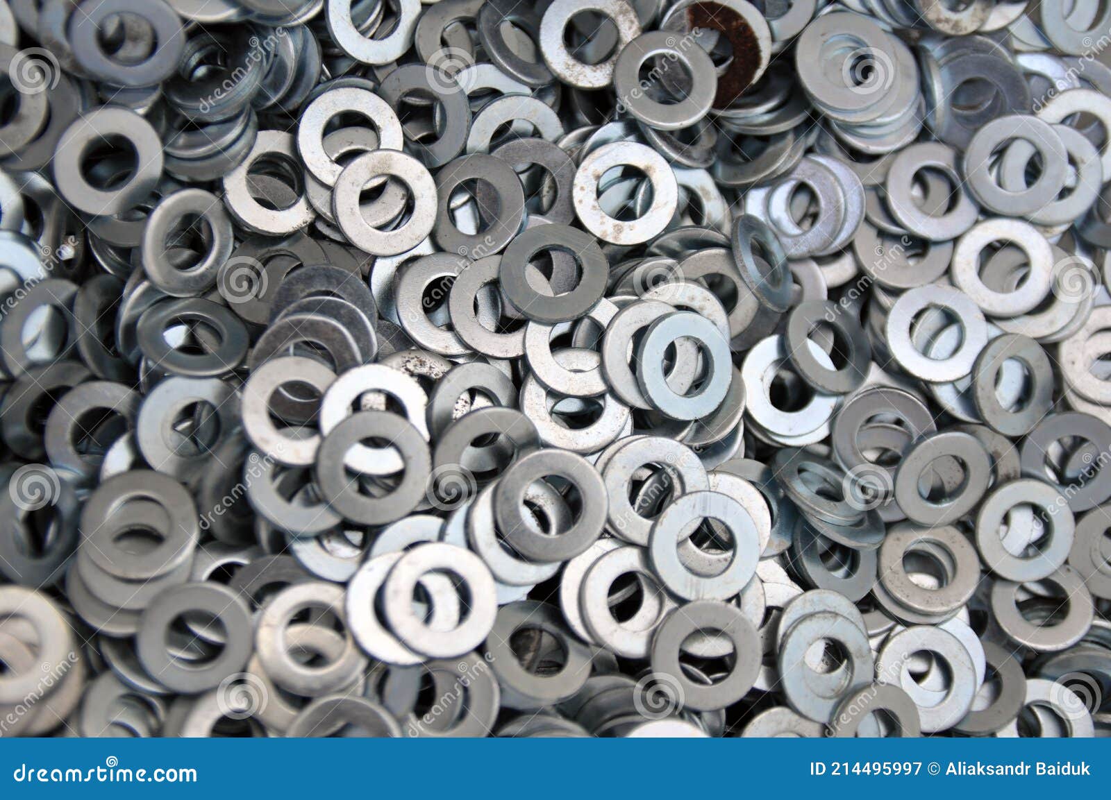 A Set of Mounting Washers. Flat Metal Washer. Background. Stock Image ...