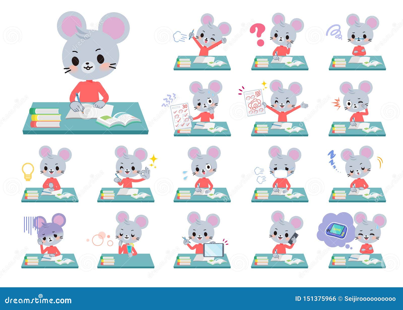 Animal mouse boy_study stock vector. Illustration of grades - 151375966