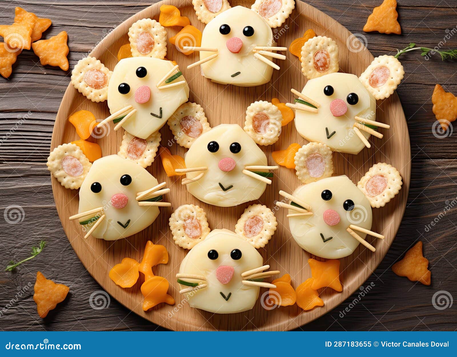 Set of Mouse Shaped Cheese Crackers Ready To Eat Stock Illustration ...