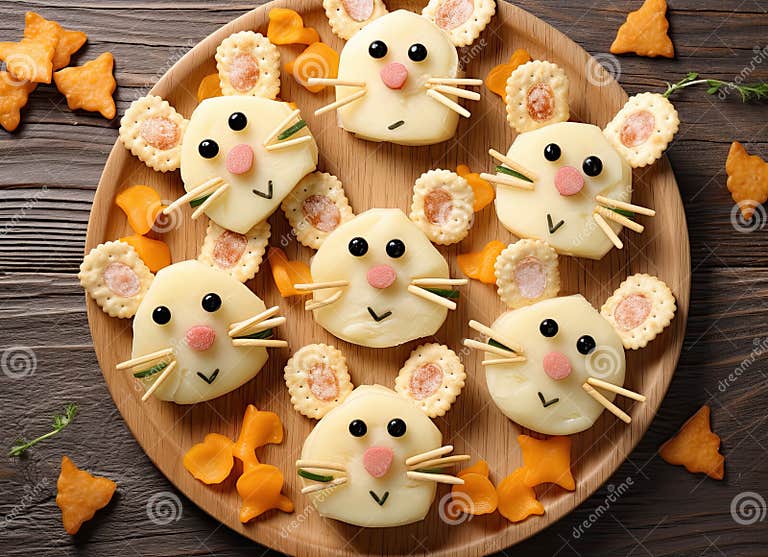 Set of Mouse Shaped Cheese Crackers Ready To Eat Stock Illustration ...