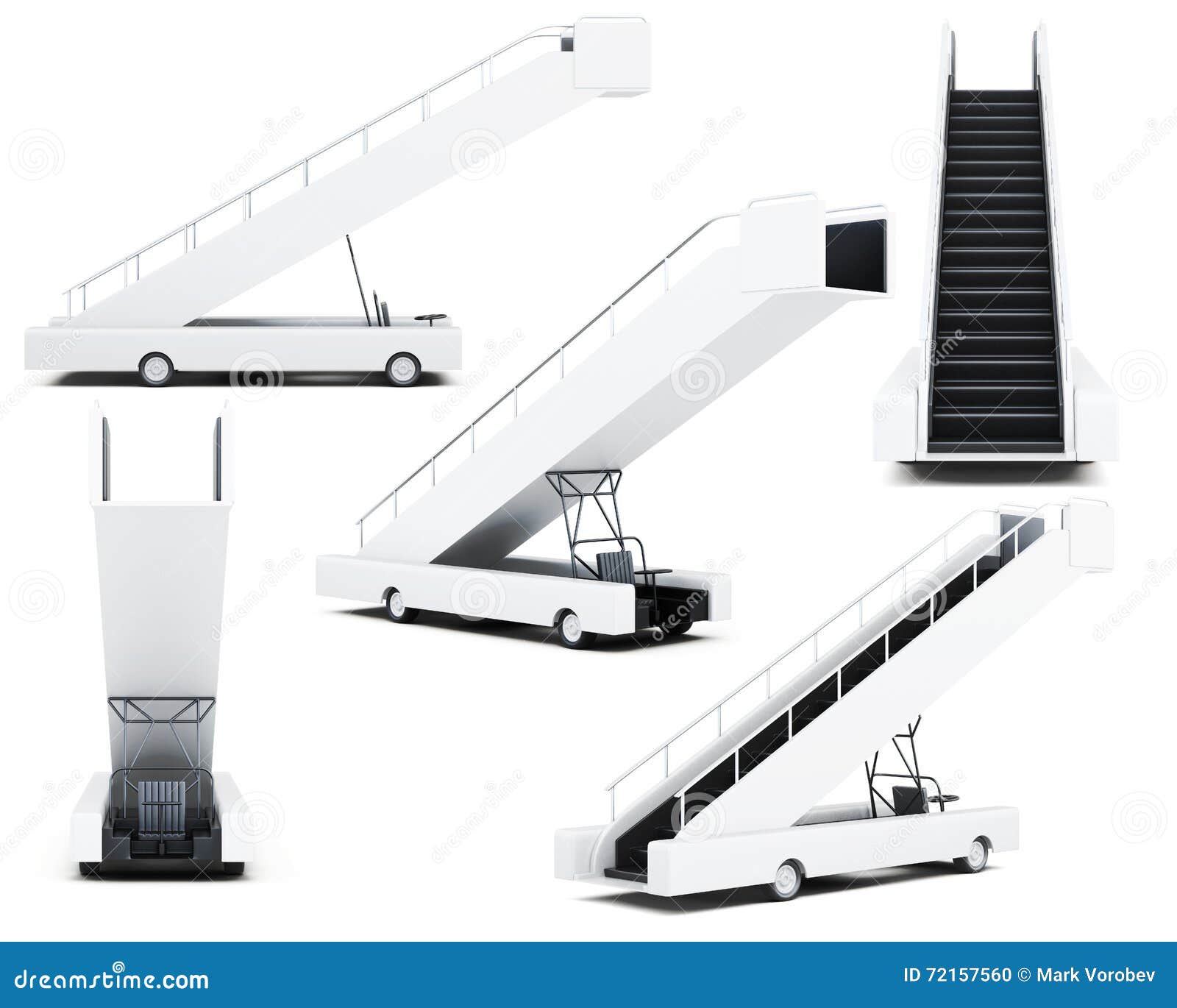 Set Of Movable Boarding Ramp On A White Background. 3d Stock Photo ...