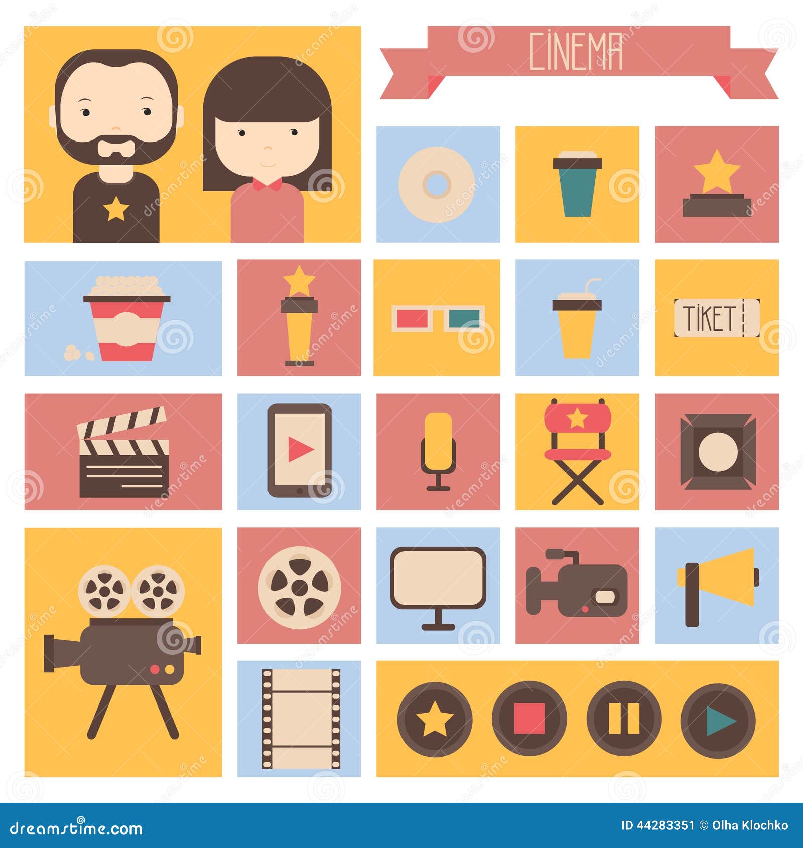 Set of Movie Design Elements and Cinema Icons in Stock Vector ...